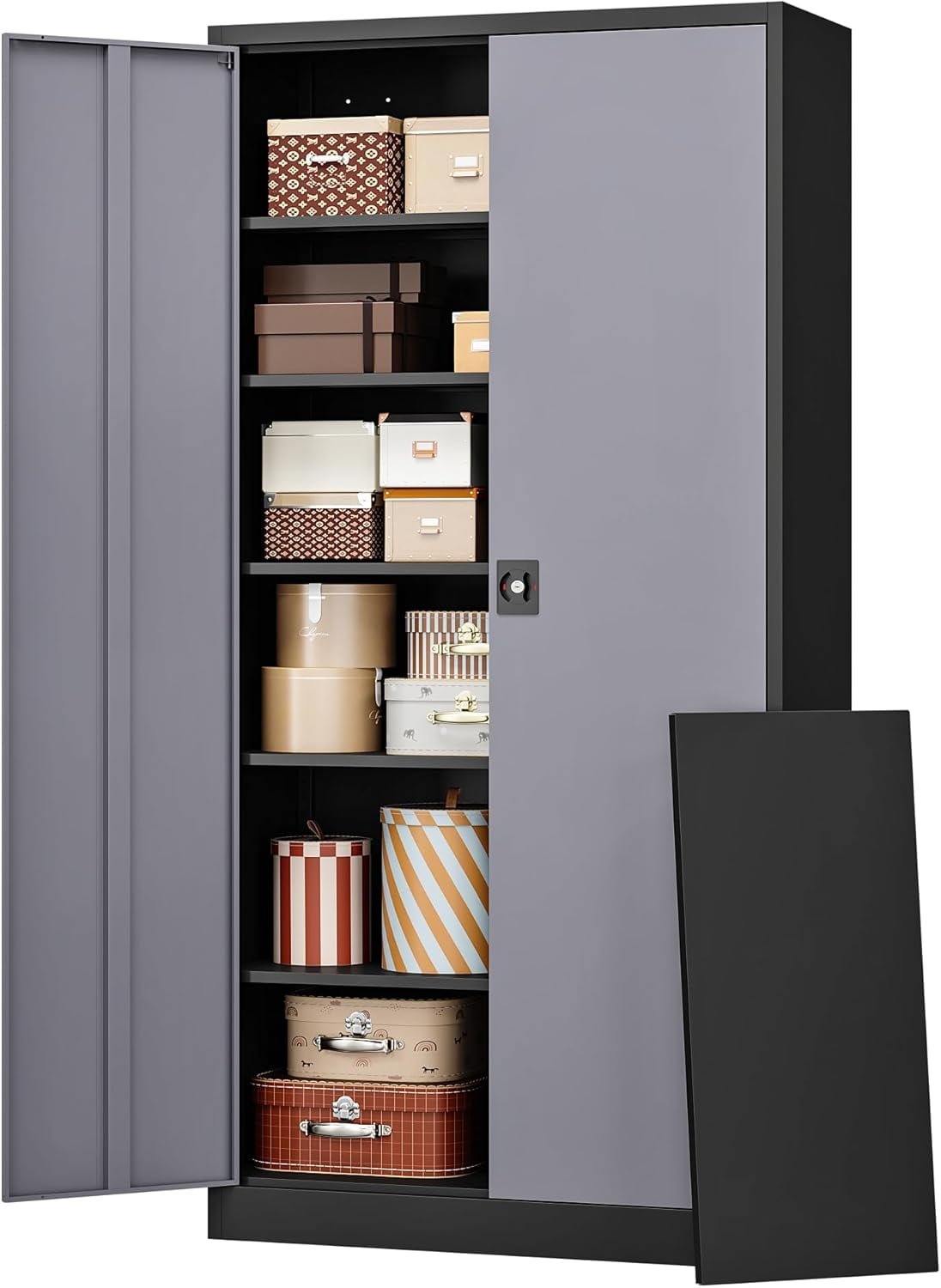 Metal Garage Storage Cabinet with Lock, 71" Locking Tool Cabinet with 2 ...