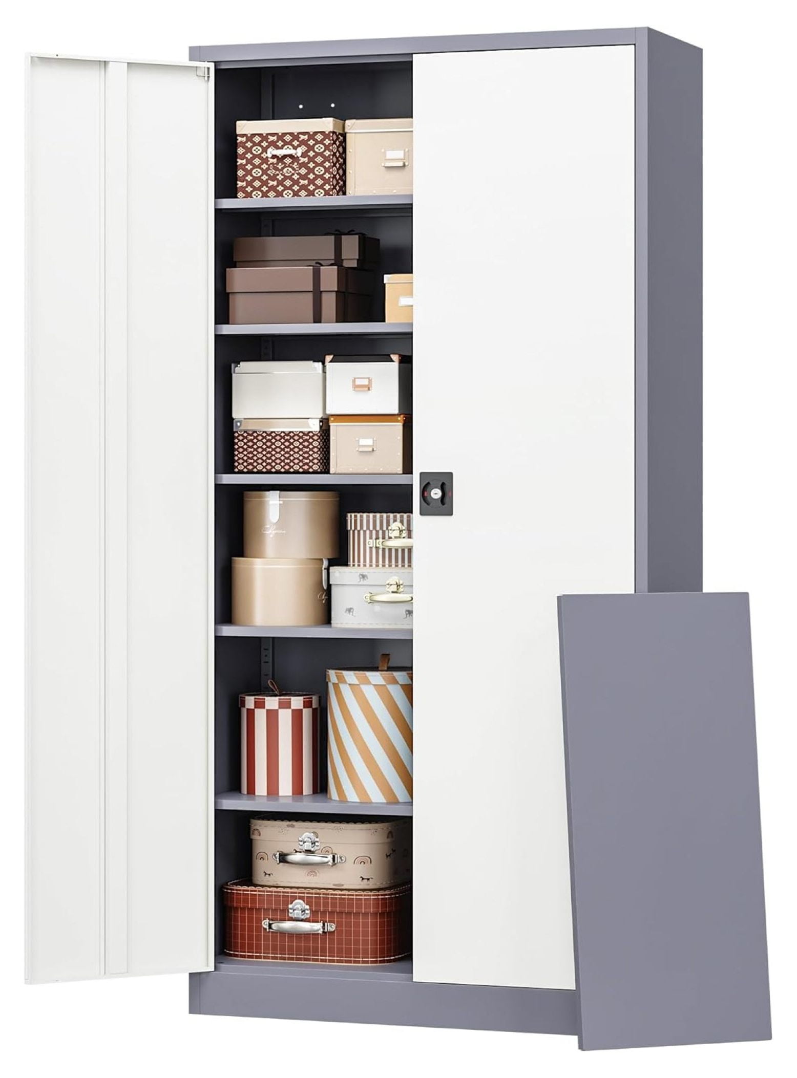 Metal Garage Storage Cabinet with Lock, 71" Locking Tool Cabinet with 2 ...