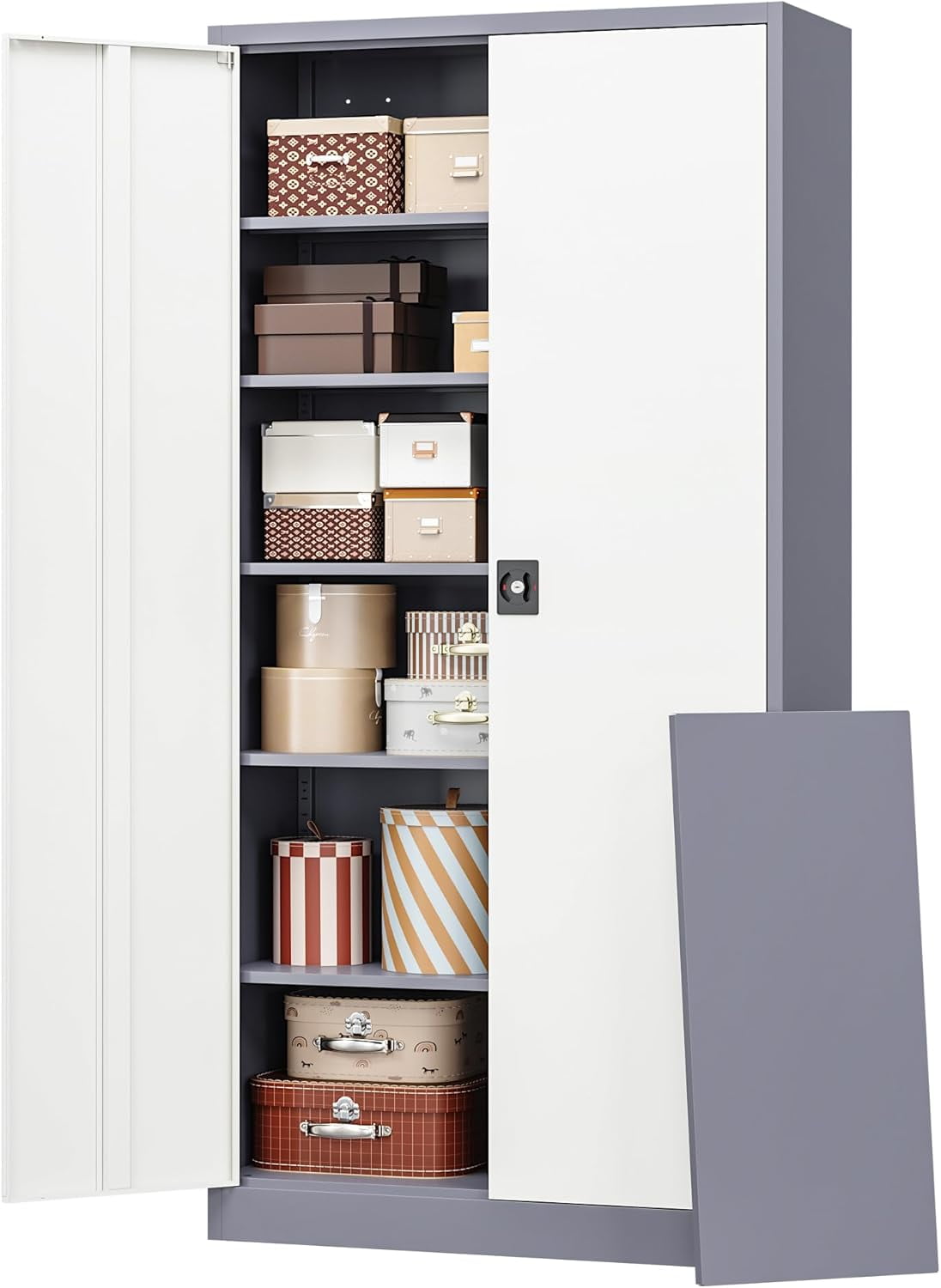 Metal Garage Storage Cabinet with Lock, 71" Locking Tool Cabinet with 2 ...