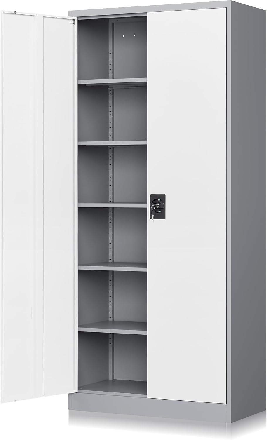 Metal Garage Storage Cabinet with Lock, 72" Locking Tool Cabinet with 2 ...