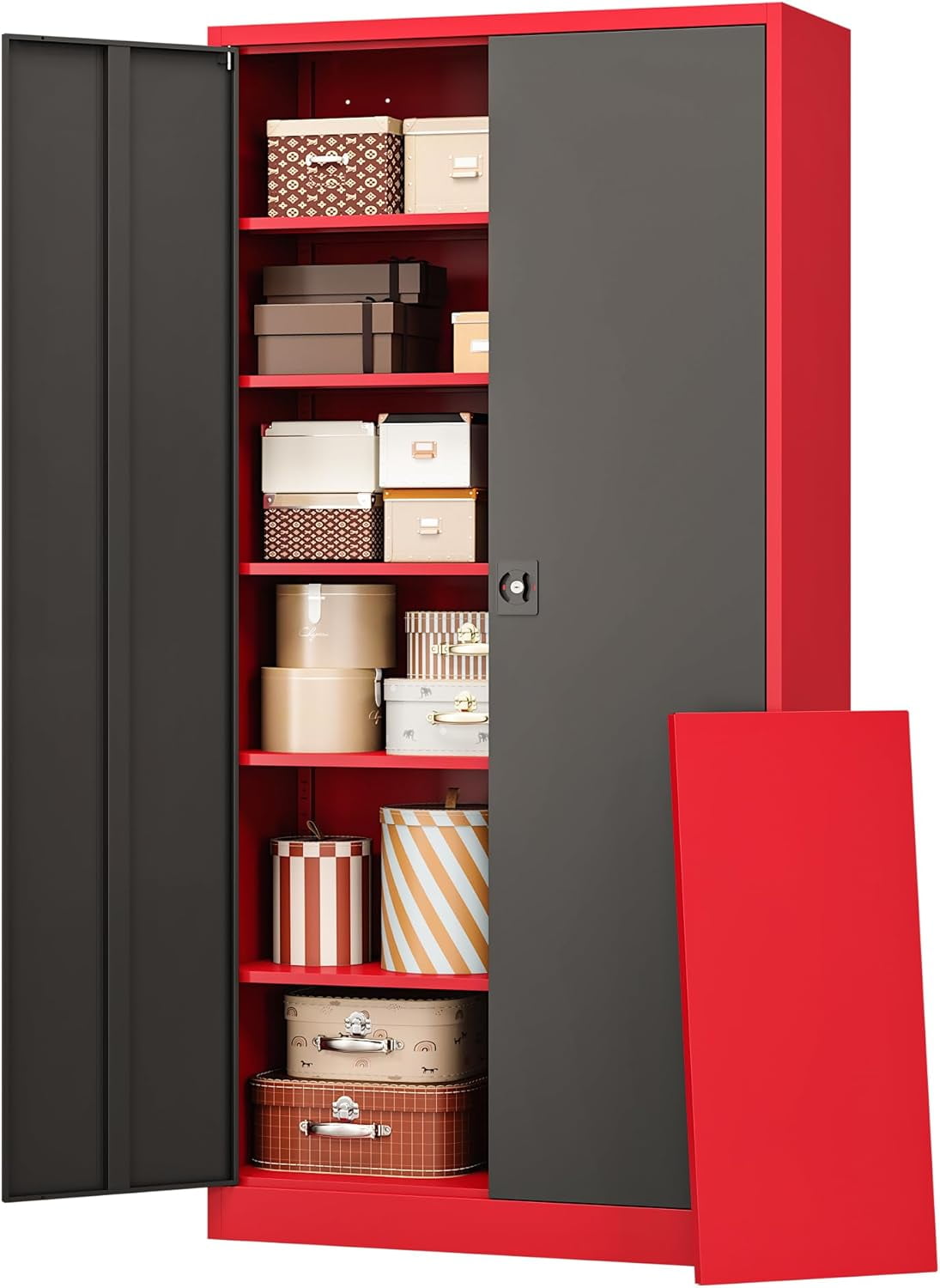 Metal Garage Storage Cabinet with Lock, 72" Locking Tool Cabinet with 2 ...