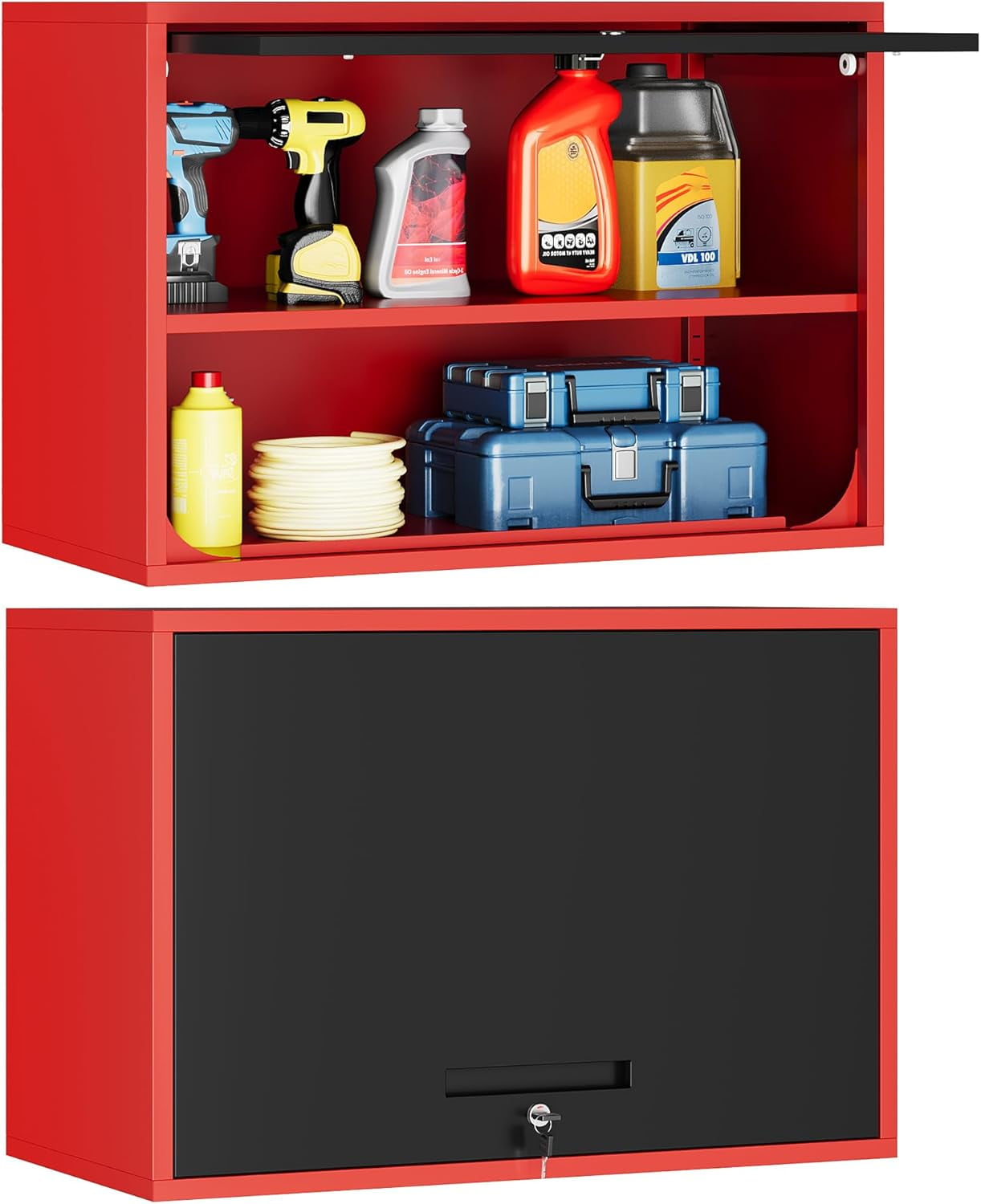 Metal Garage Storage Cabinet with Lock, Locking Tool Cabinet with Doors ...