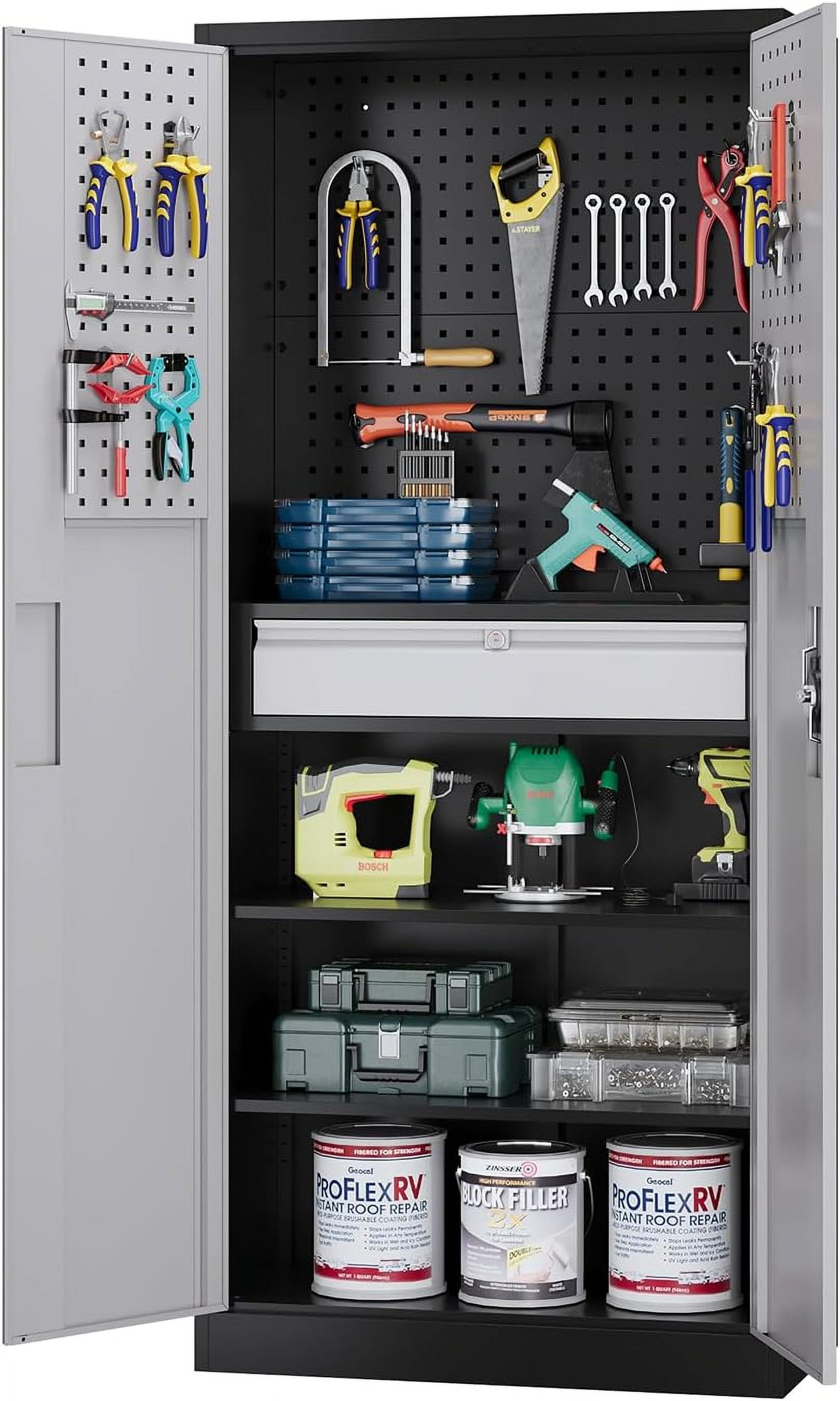 Metal Garage Storage Cabinet with Lock, Tool Cabinet Steel Locking ...