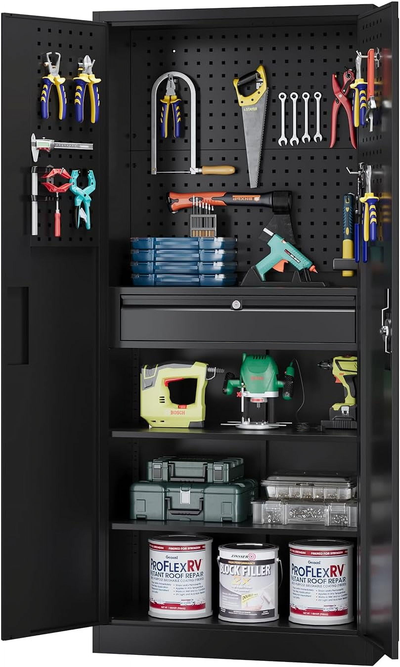 Metal Garage Storage Cabinet with Lock, Tool Cabinet Steel Locking ...