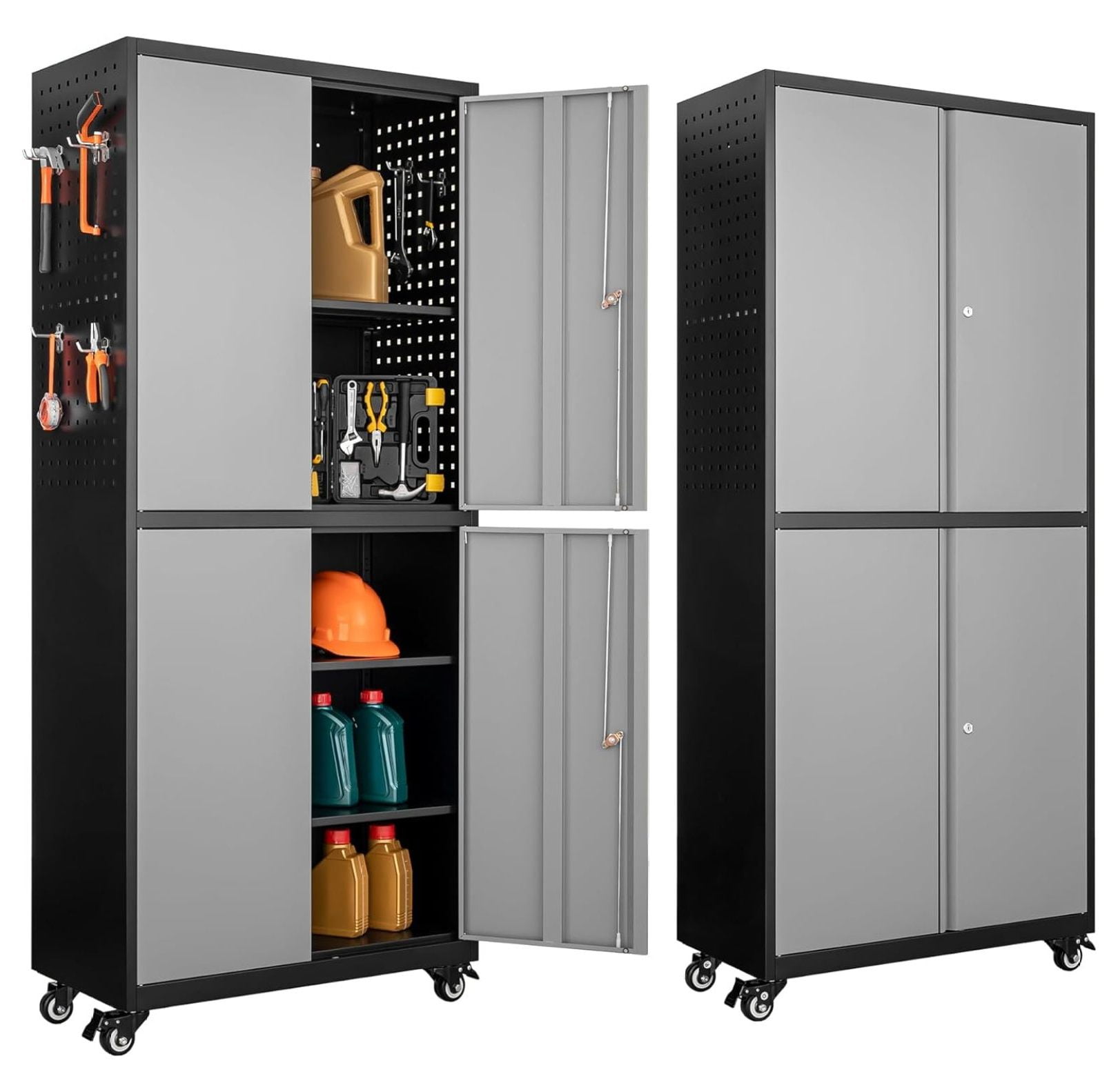 Metal Garage Storage Cabinet with Locking Doors and 3 Adjustable ...