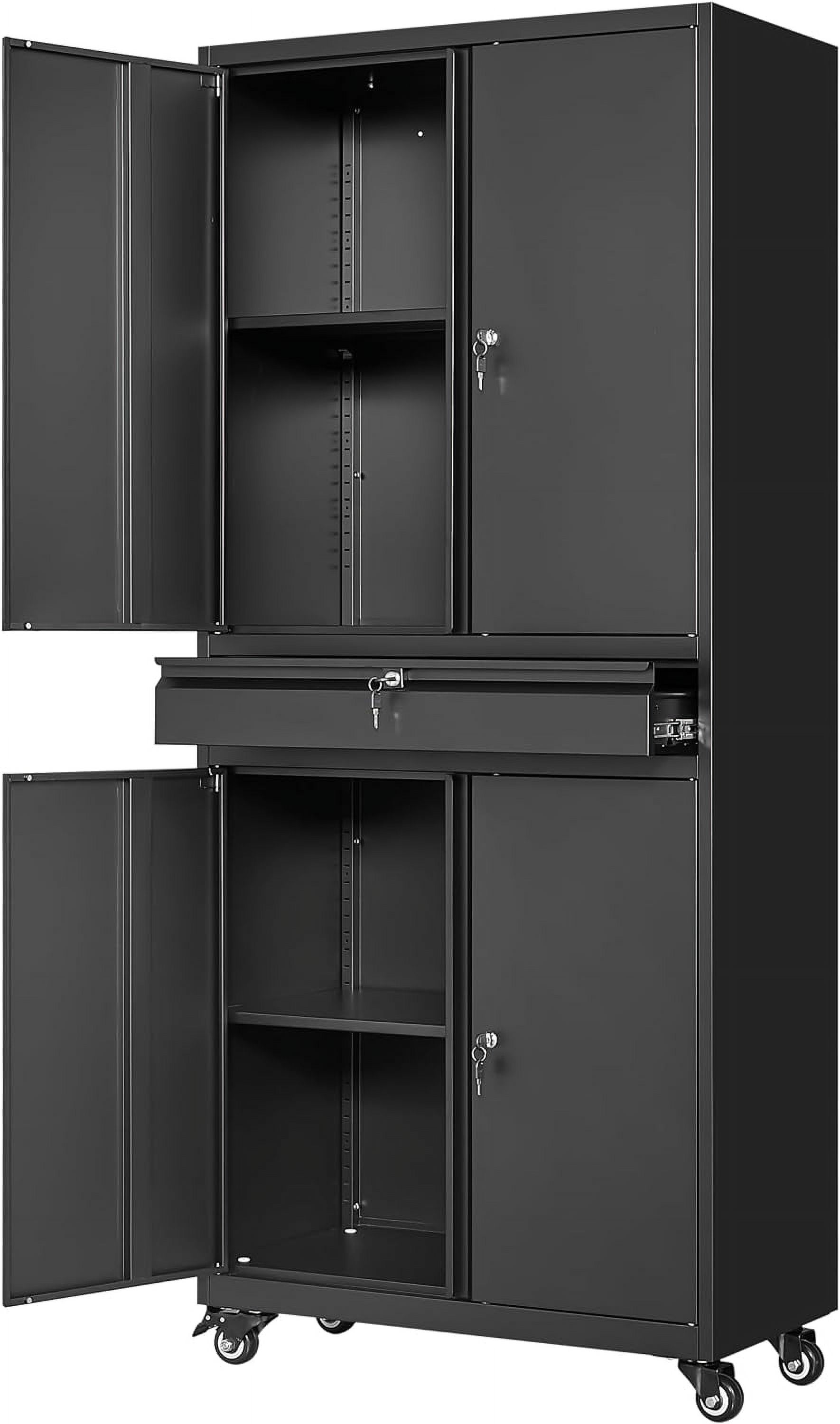 Metal Garage Storage Cabinet with Locking Doors and Adjustable Shelves ...