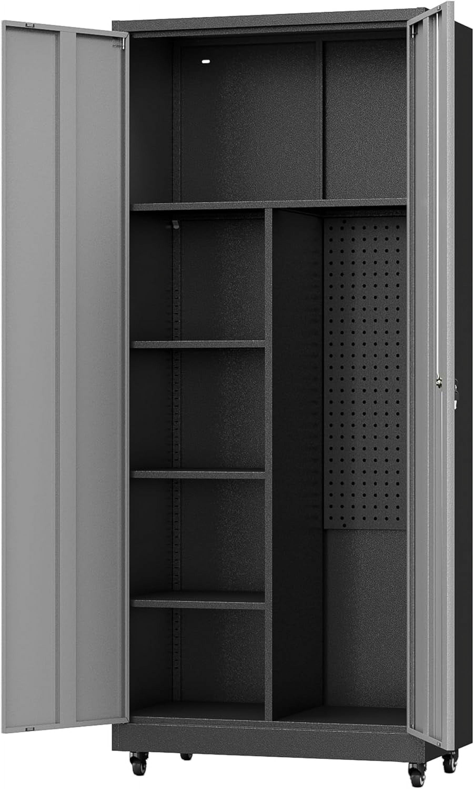 Metal Garage Storage Cabinet with Locking Doors and Adjustable Shelves ...