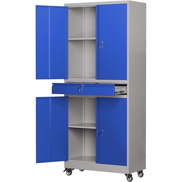Metal Garage Storage Cabinet with Locking Doors and Adjustable Shelves ...