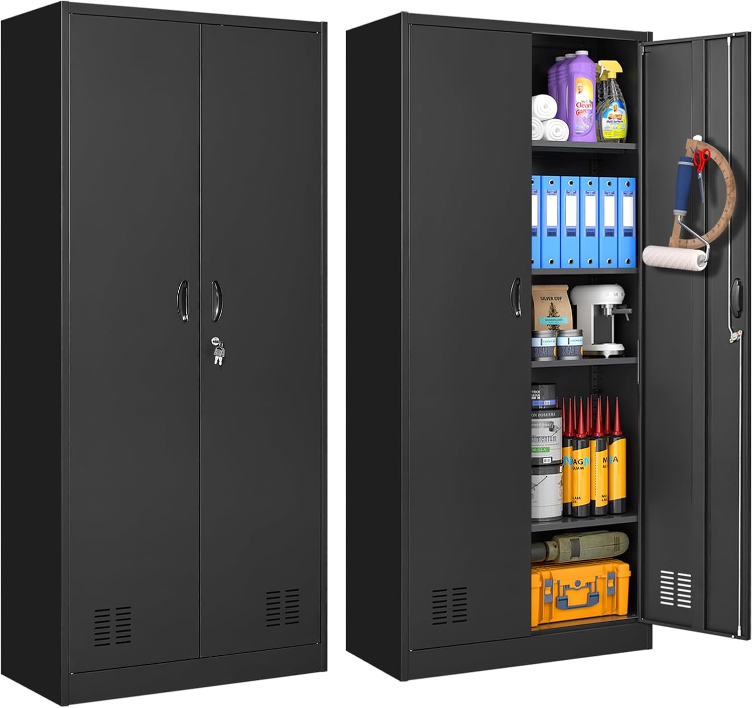 Metal Garage Storage Cabinet, Locking Garage Tool Cabinet, 71"Tall ...