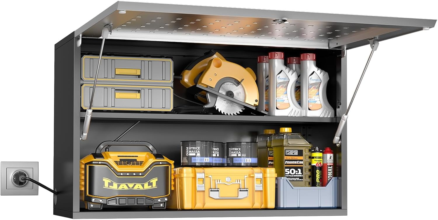 Metal Garage Storage Cabinet with Locking, Wall Mounted Tool Cabinets ...
