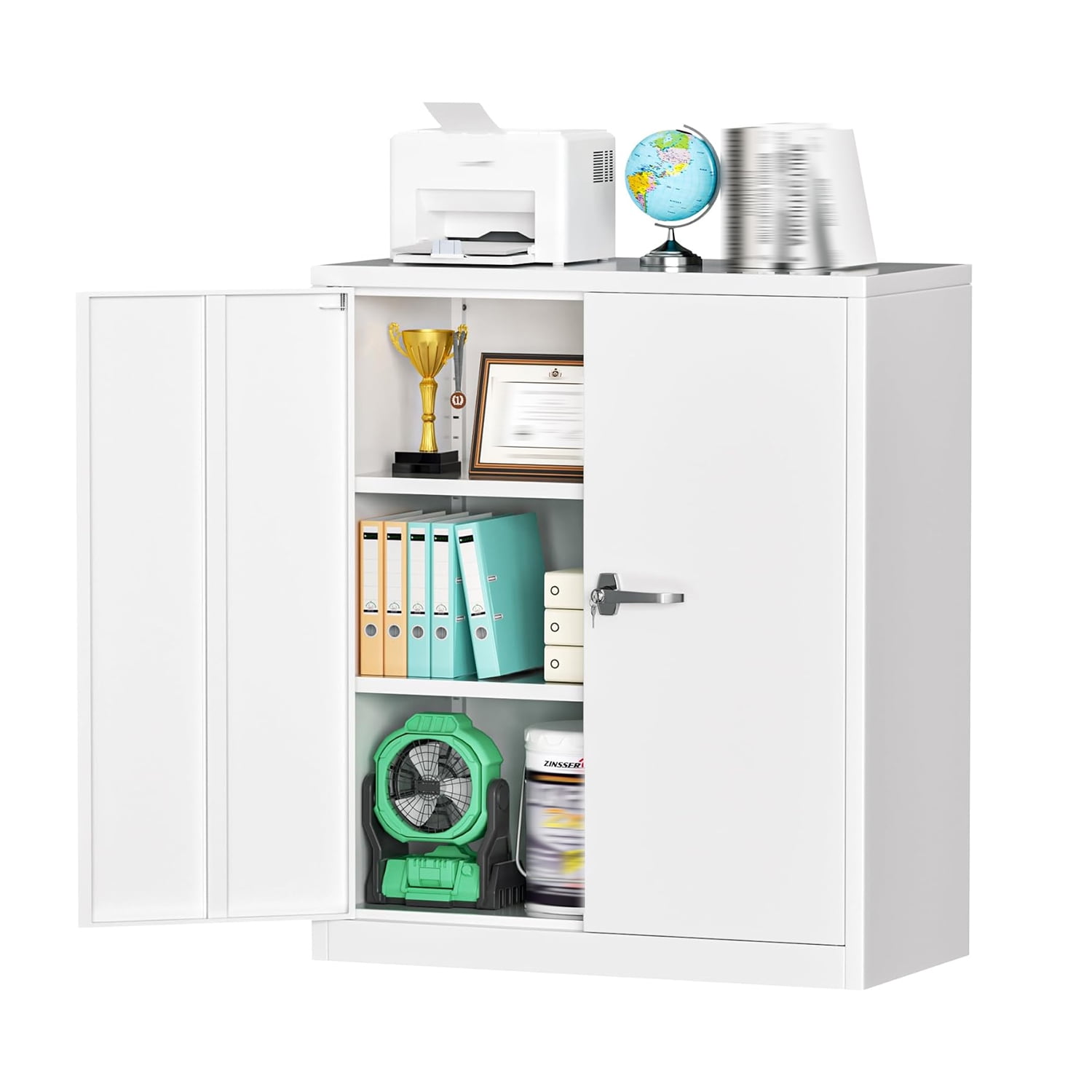 Metal Garage Storage Cabinet, Steel File Locking Counter Cabinet with ...