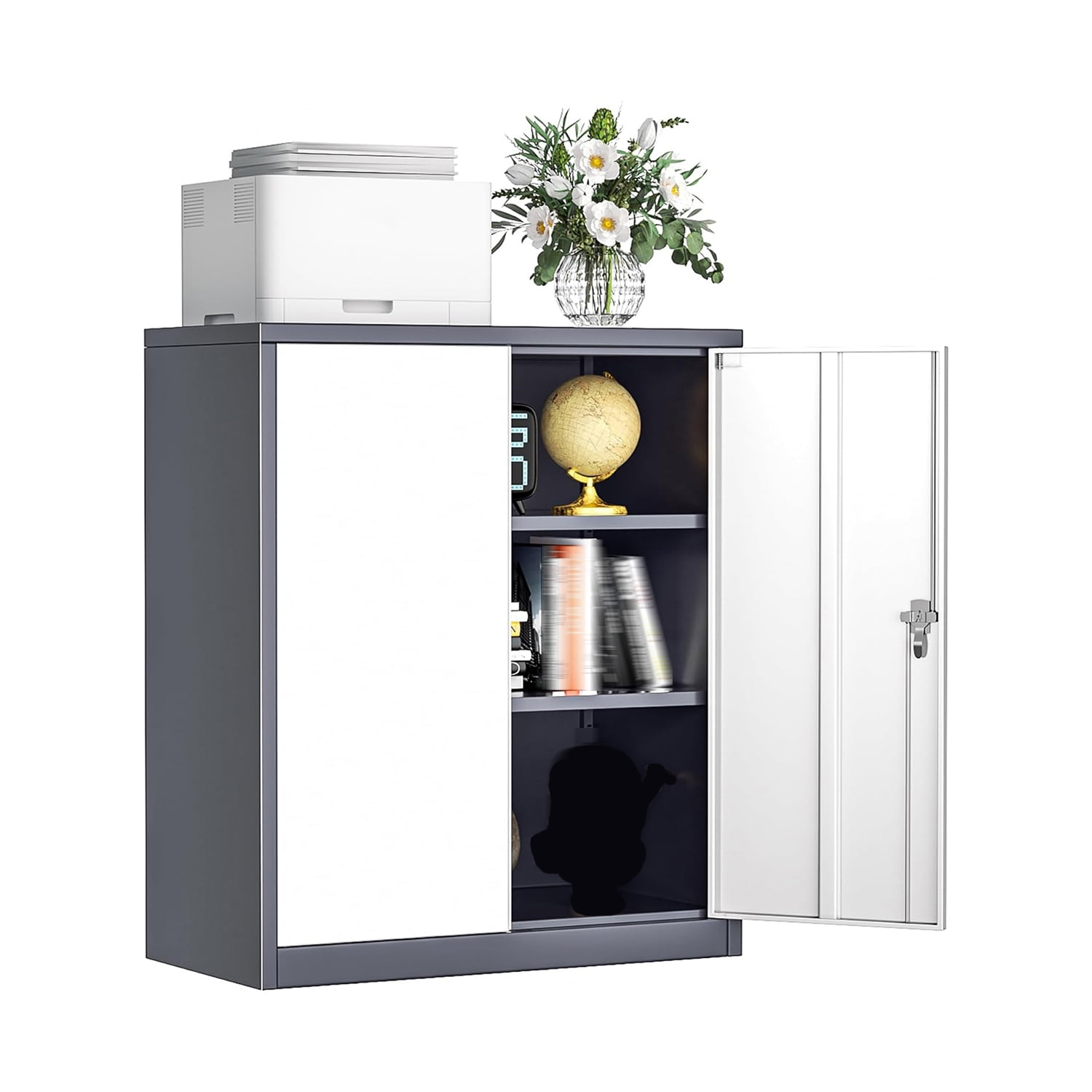 Metal Garage Storage Cabinet, Steel File Locking Counter Cabinet, Small ...