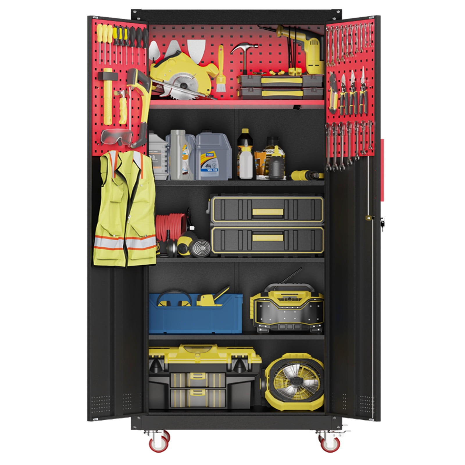 Metal Garage Storage Cabinet, Tall Garage Cabinets with 5 Adjustable ...