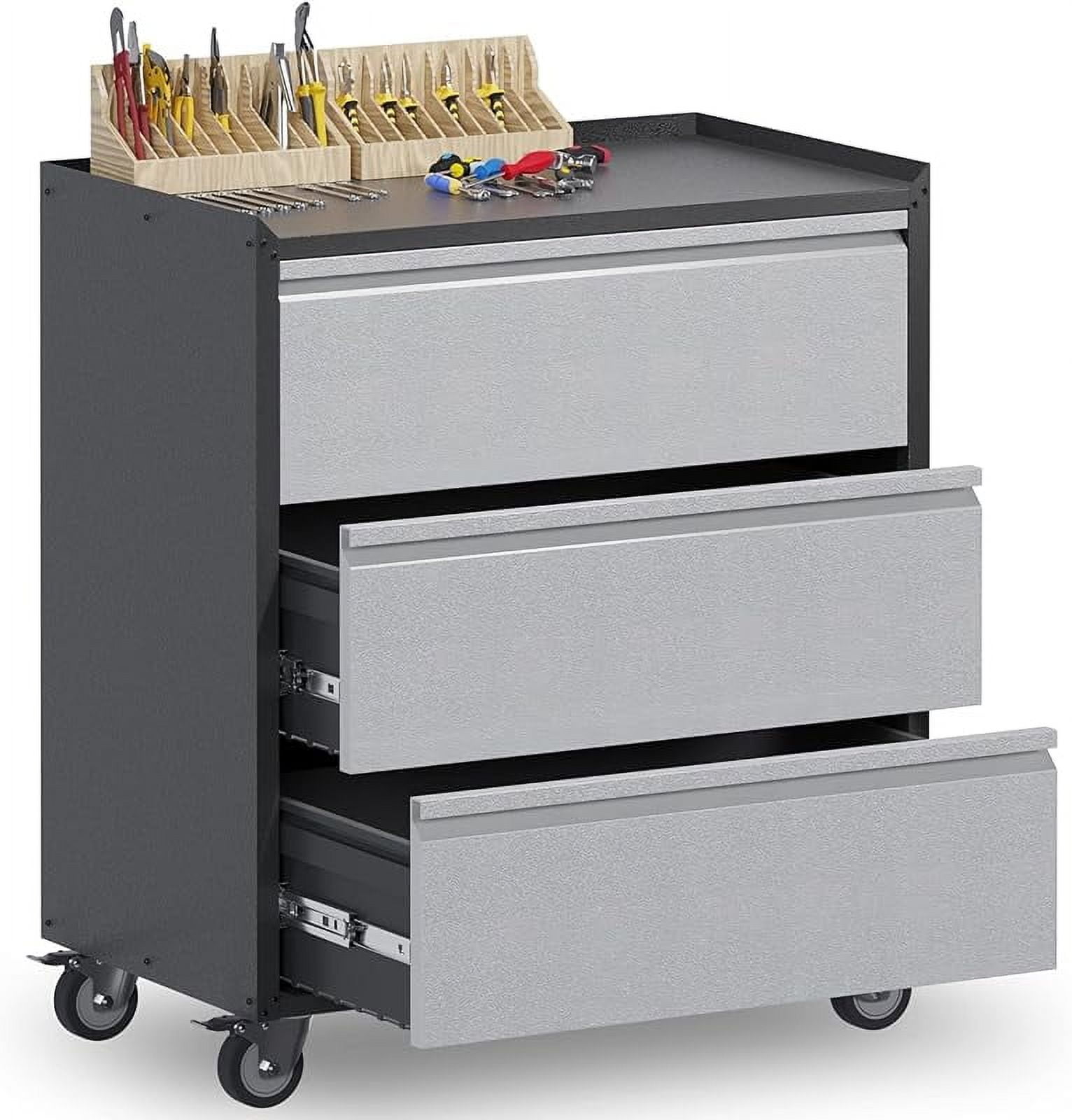 Metal Garage Storage Cabinet with Wheels and Doors,Locking Tool Storage ...