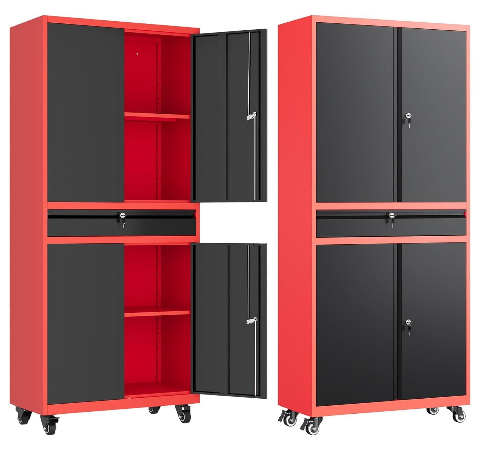 Metal Garage Storage Cabinet with Wheels,Rolling Tool Cabinet with ...