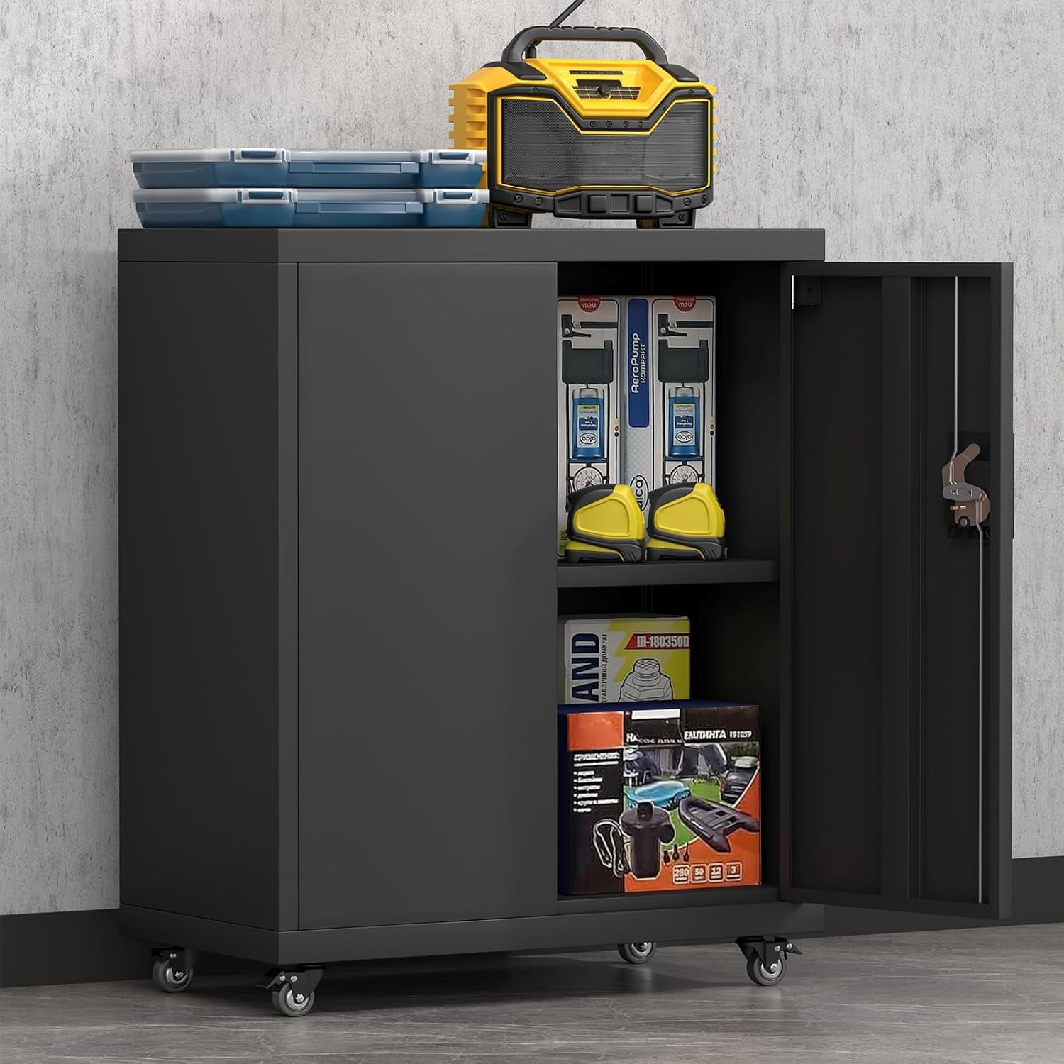 Metal Garage Storage Cabinet with Wheels, Rolling Tool Cabinet with ...
