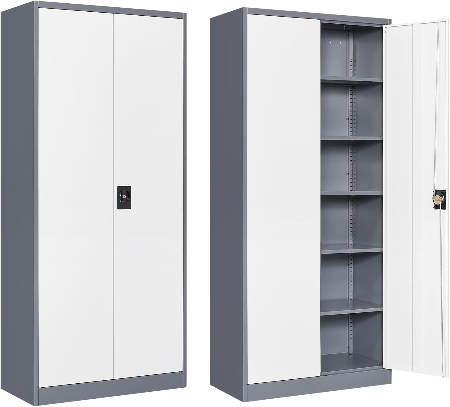 Metal Garage Storage Cabinets with Lock, 72" Storage Cabinet with Doors ...