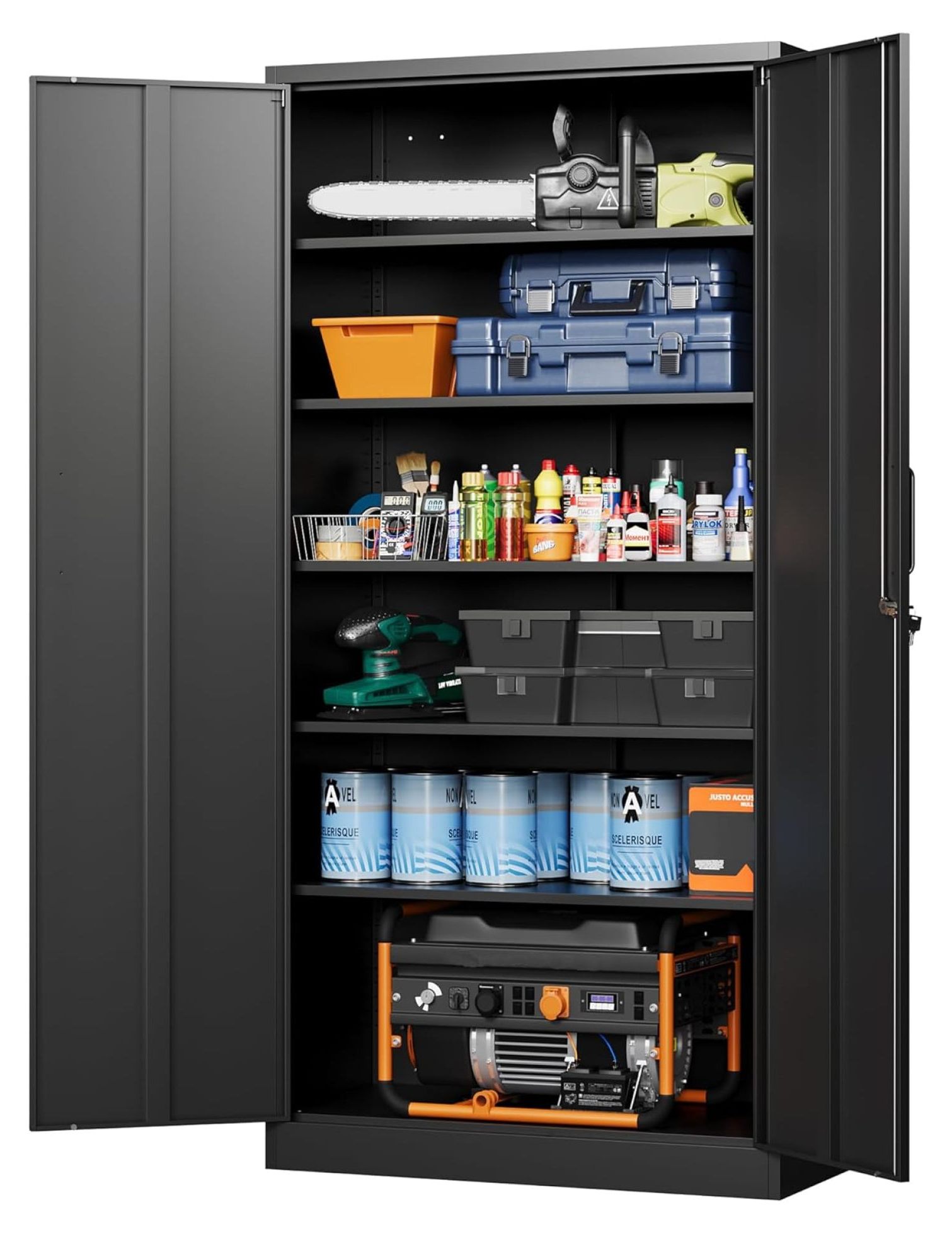 Metal Garage Storage Cabinets with Lock-72 Tall Tool Organizer Steel ...
