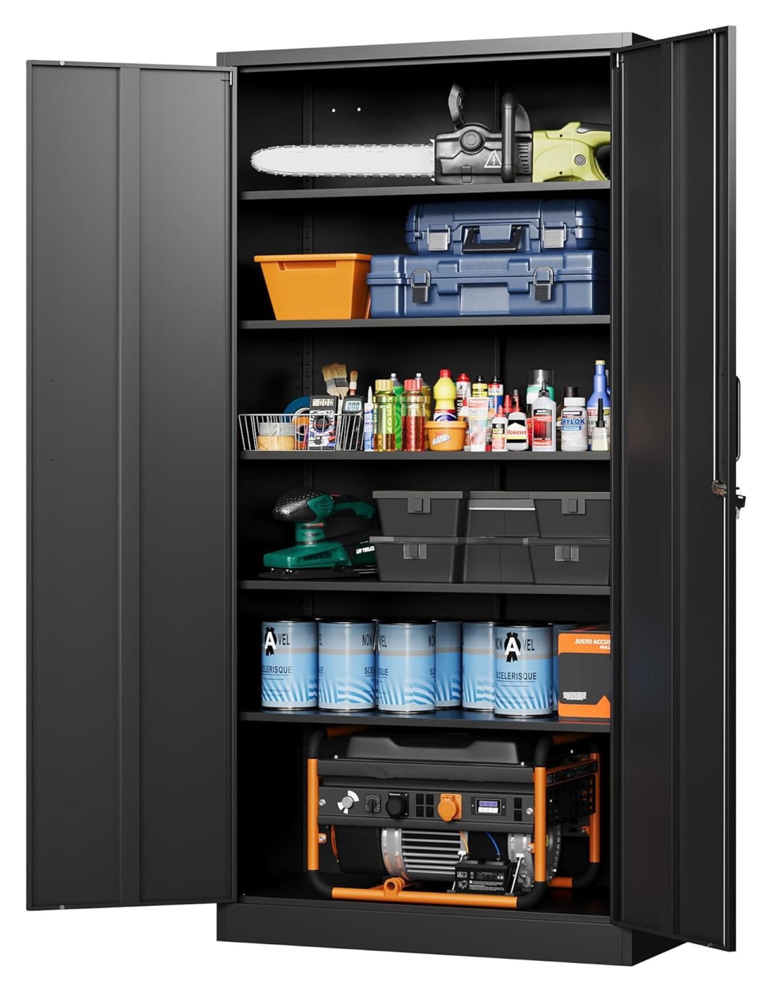 Metal Garage Storage Cabinets with Lock-72 Tall Tool Organizer Steel ...