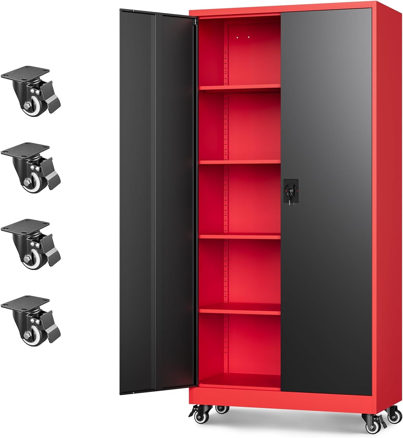 Metal Garage Storage Cabinets with Lock Door and Adjustable Shelves ...