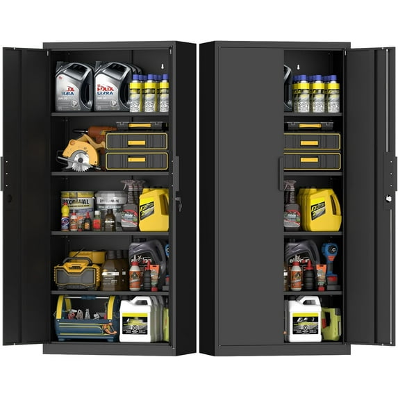 Metal Garage Storage Cabinets, Lockable Tall Cabinet for Tools, 70.87 ...