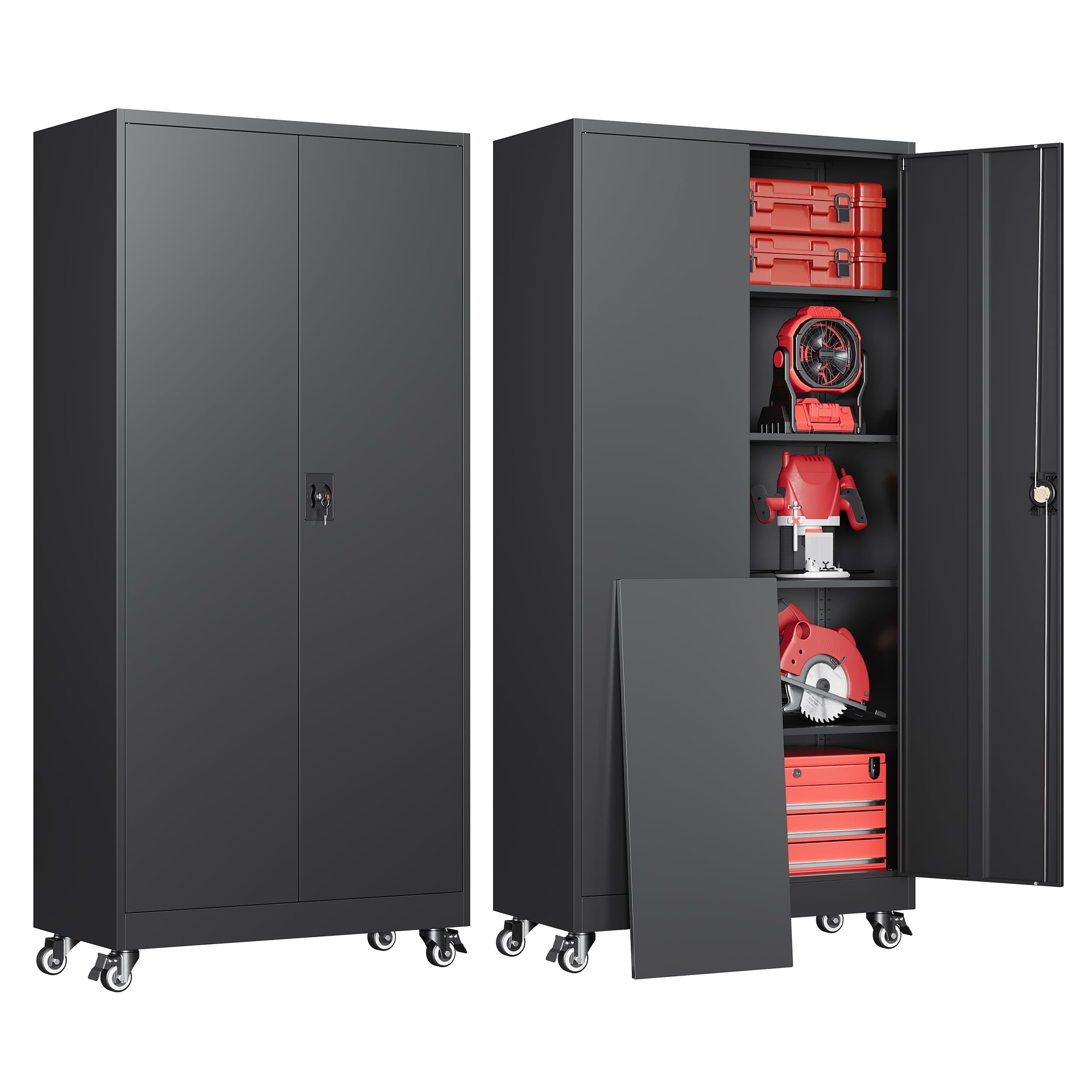 Metal Garage Storage Cabinets with Wheels, Rolling Tool Cabinet with ...