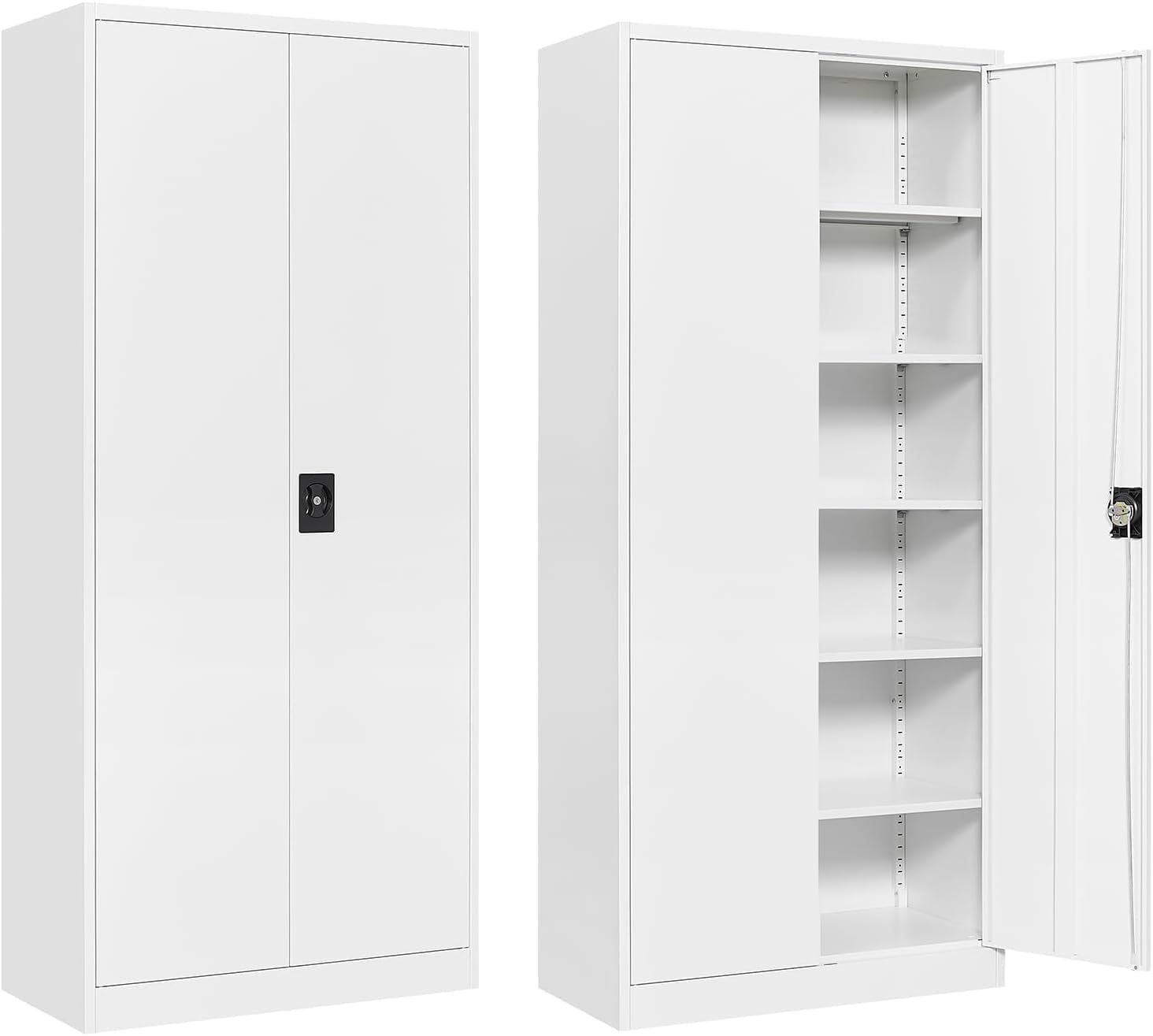 Metal Garage Storage Cabinets with Lock, 72" Storage Cabinet with Doors ...