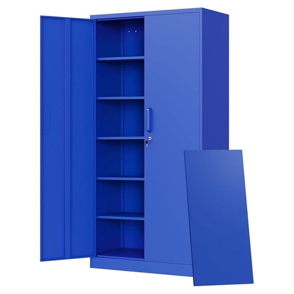 Metal Garage Storage Cabinets with Lock Door and Adjustable Shelves ...