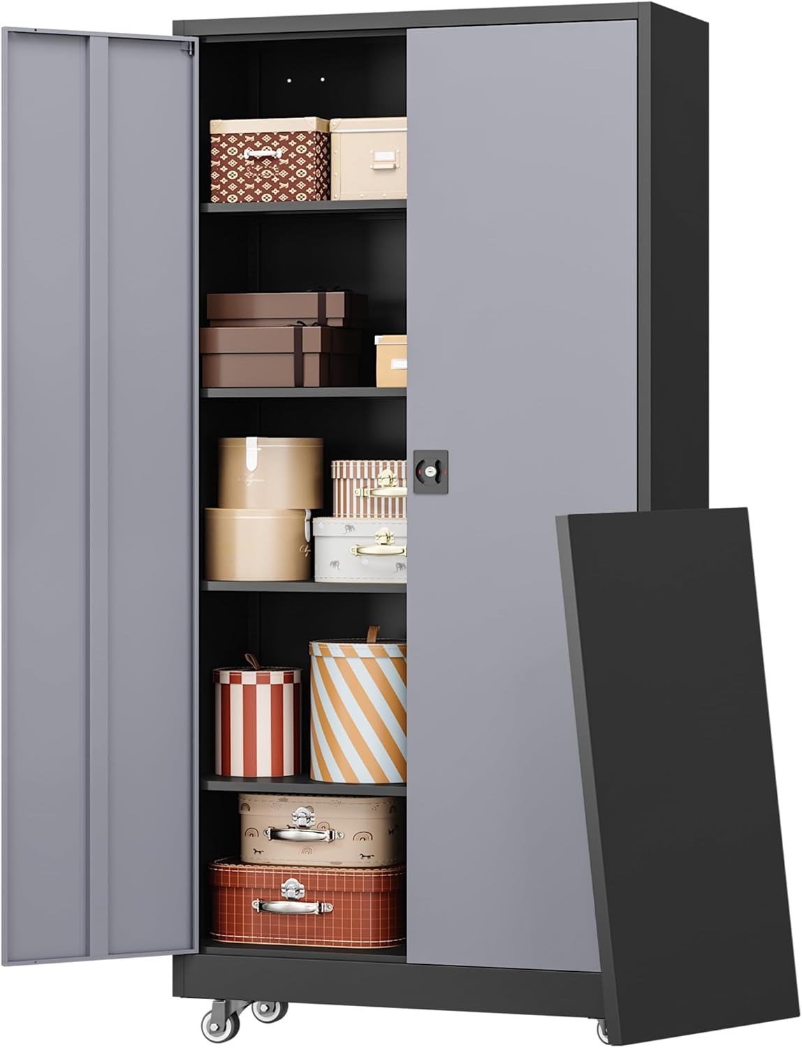 Metal Garage Storage Cabinets with Lockable Doors and Adjustable ...