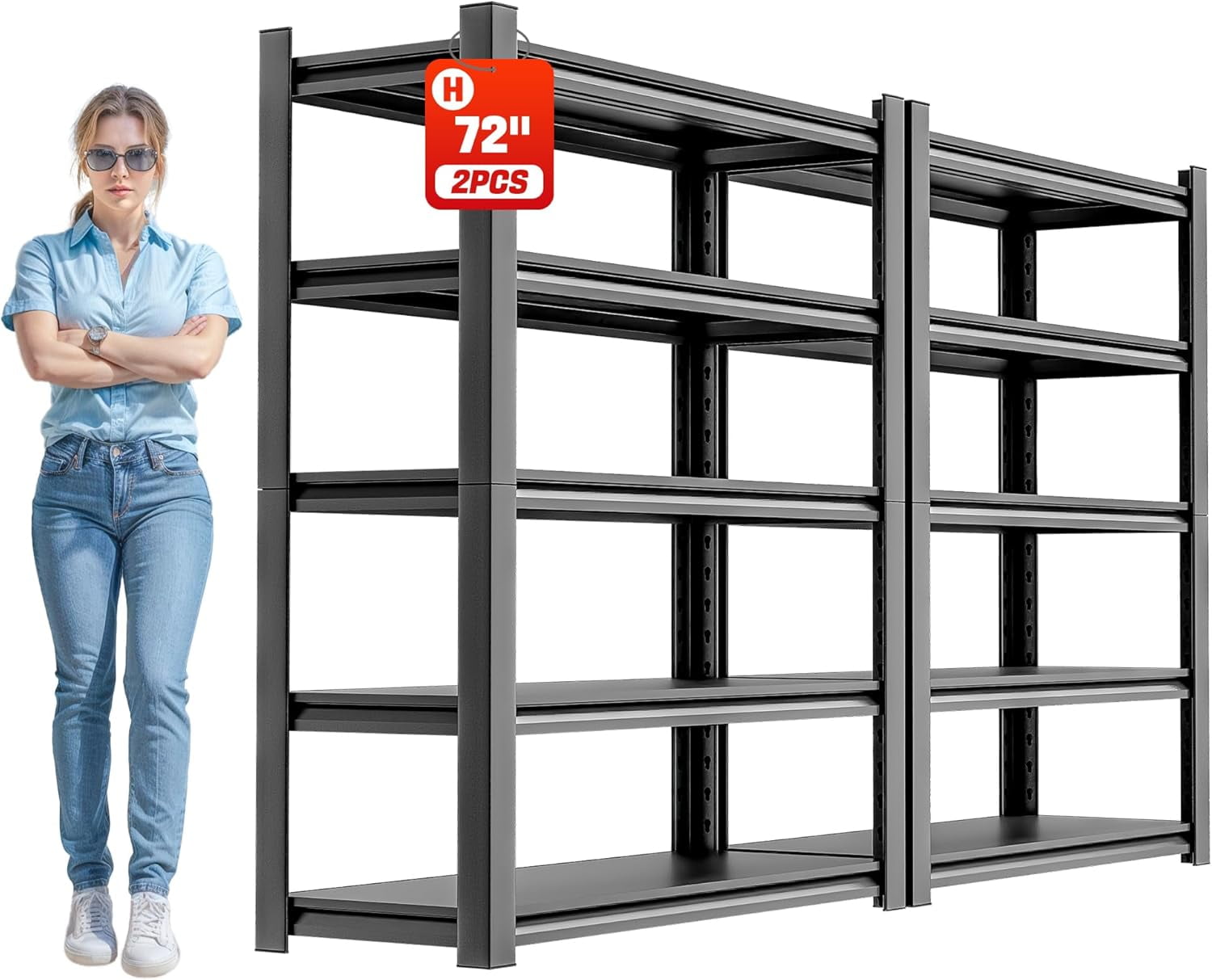 Metal Garage Storage Shelf, Heavy Duty 5 Tier Shelving Unit, Industrial ...