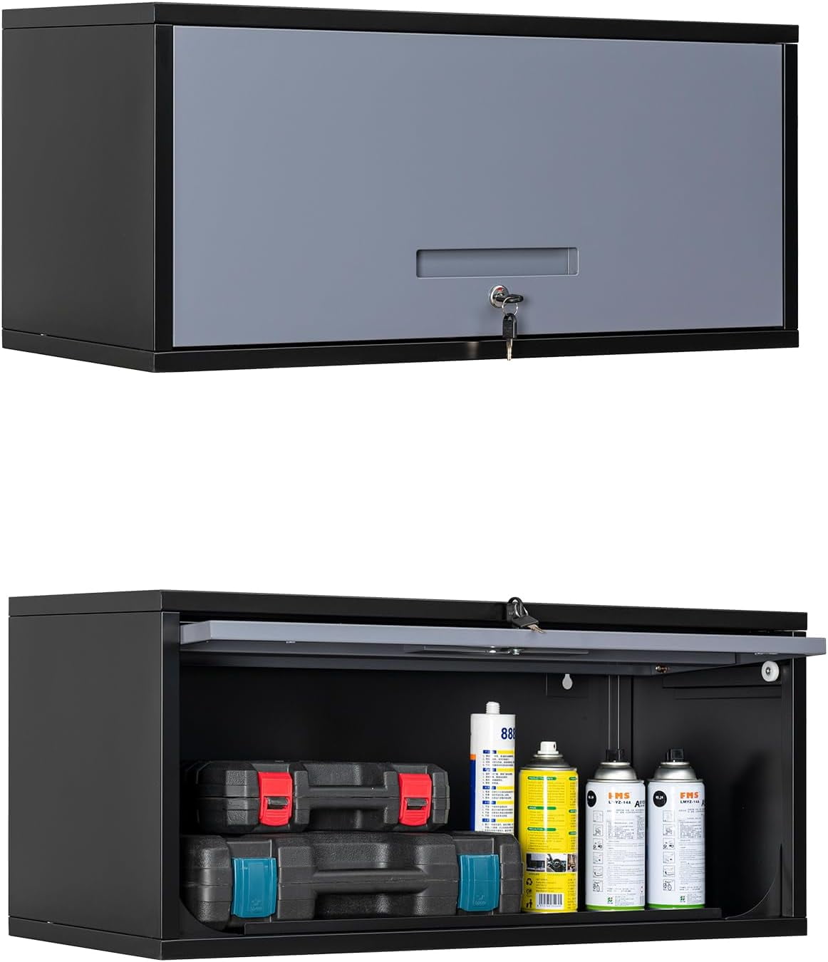 Metal Garage Wall Cabinet,13.7'' Tall Hanging Garage Cabinet with Flip ...