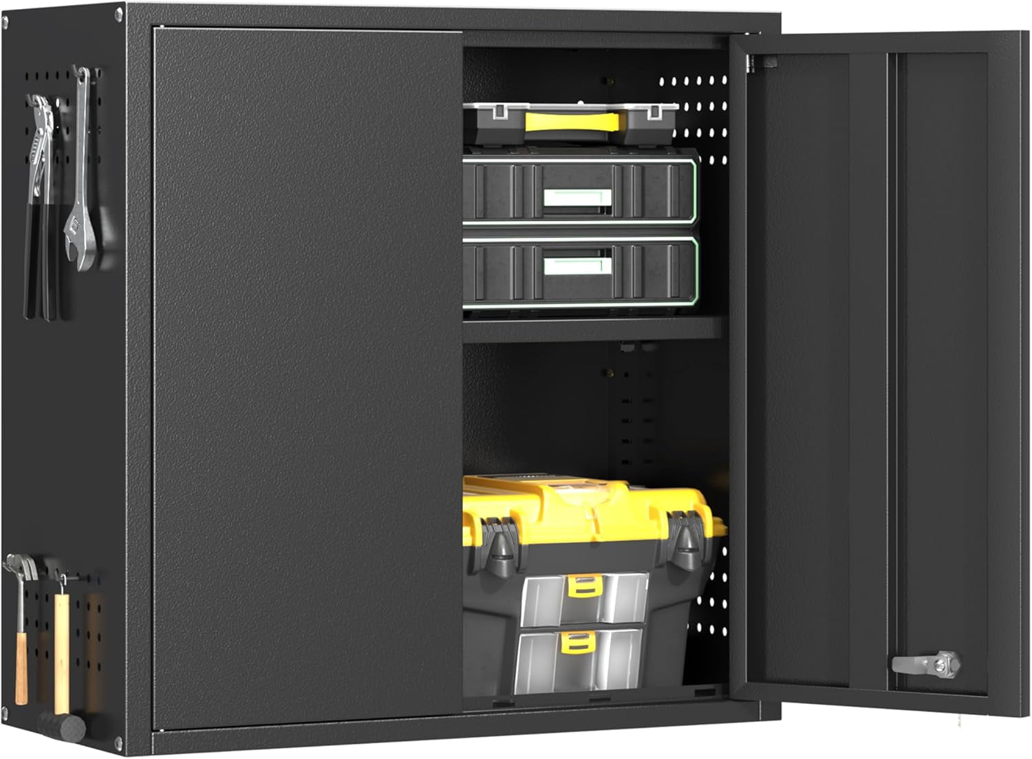 Metal Garage Wall Cabinet with 2 Doors and 1 Adjustable Shelf,Lockable ...