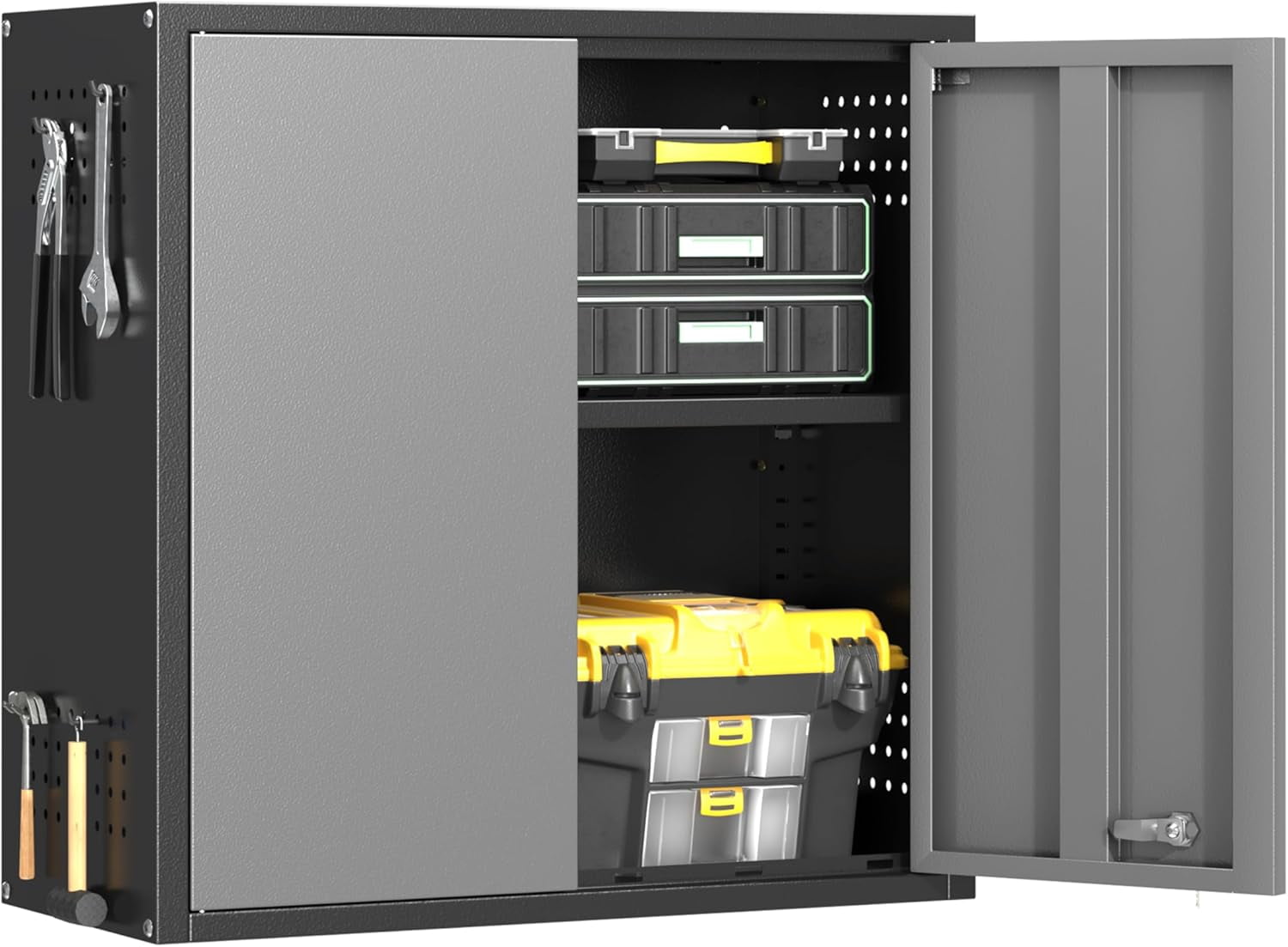 Metal Garage Wall Cabinet with 2 Doors and 1 Adjustable Shelf,Lockable ...