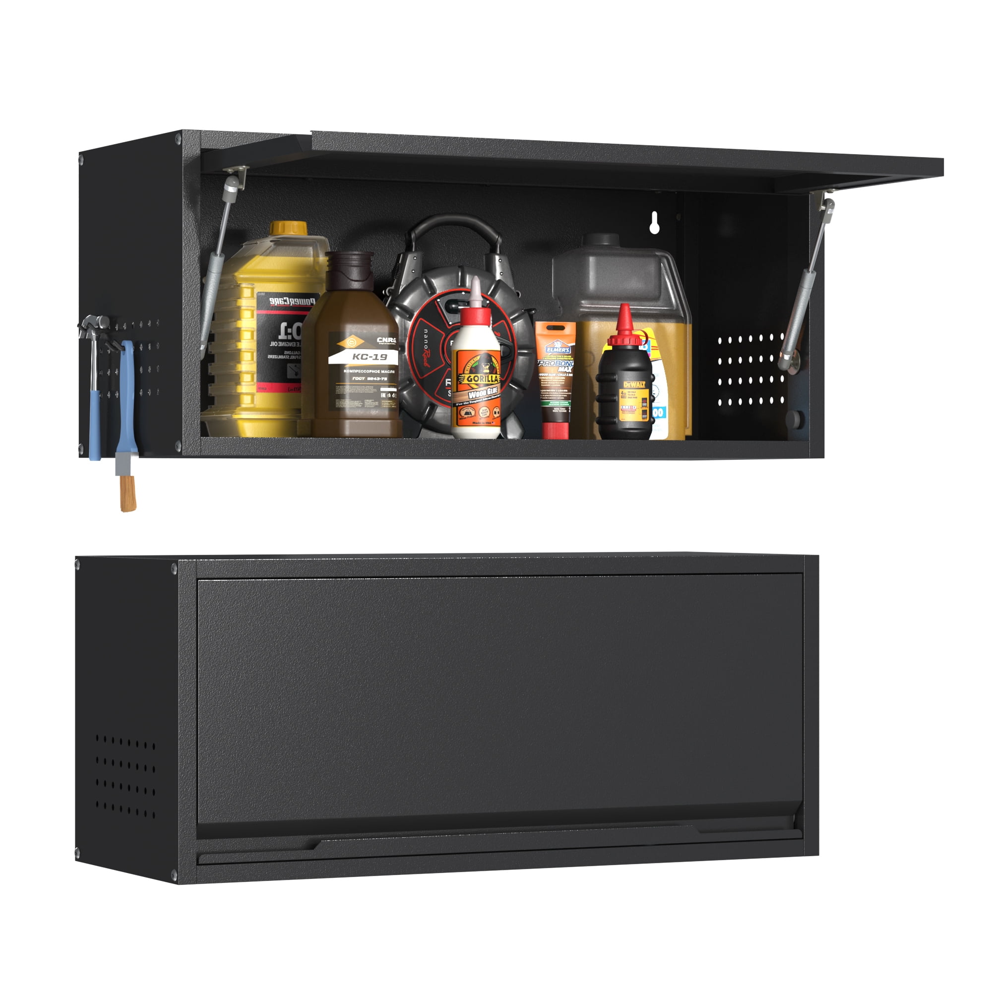 Metal Garage Wall Cabinet, Floating Garage Tool Cabinets with Up-Flip ...