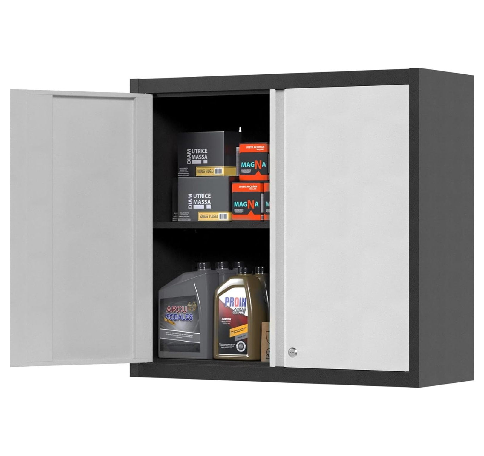Metal Garage Wall Cabinet, Lockable 2 Door Locking Wall Storage Cabinet ...