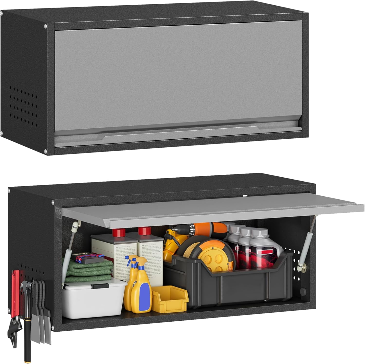 Metal Garage Wall Cabinet with Up-Flip Door Garage Cabinets Wall ...