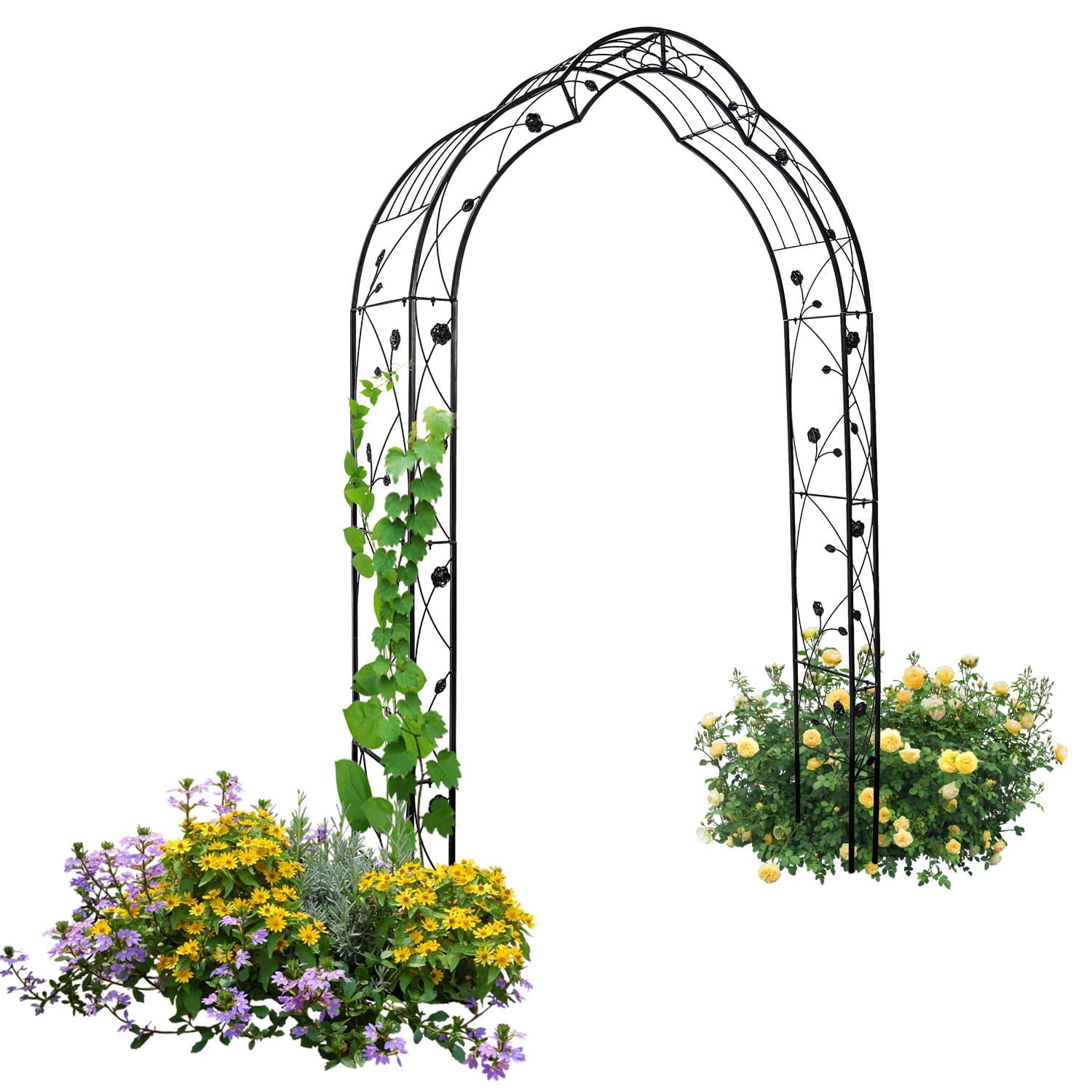 Metal Garden Arch Assemble Freely with 8 Styles Garden Arbor Trellis ...