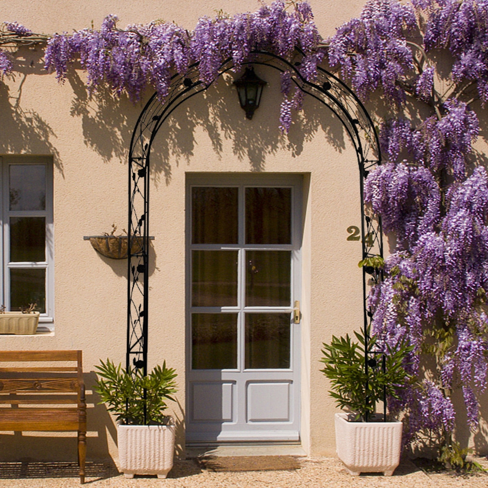 Metal Garden Arch, Freestanding Arbor Trellis for Climbing Plants, 8 ...