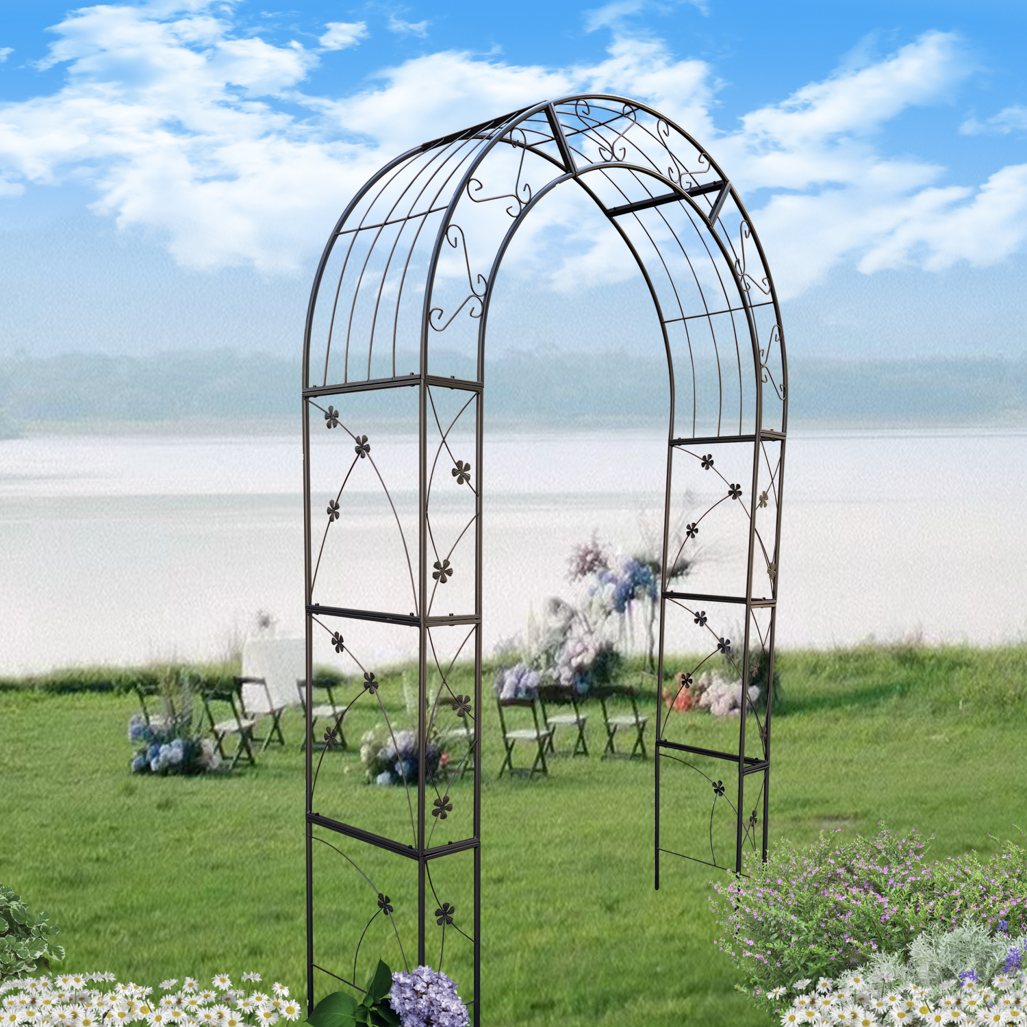 Metal Garden Arch Garden Arbor Trellis Climbing Plants Support Arch ...