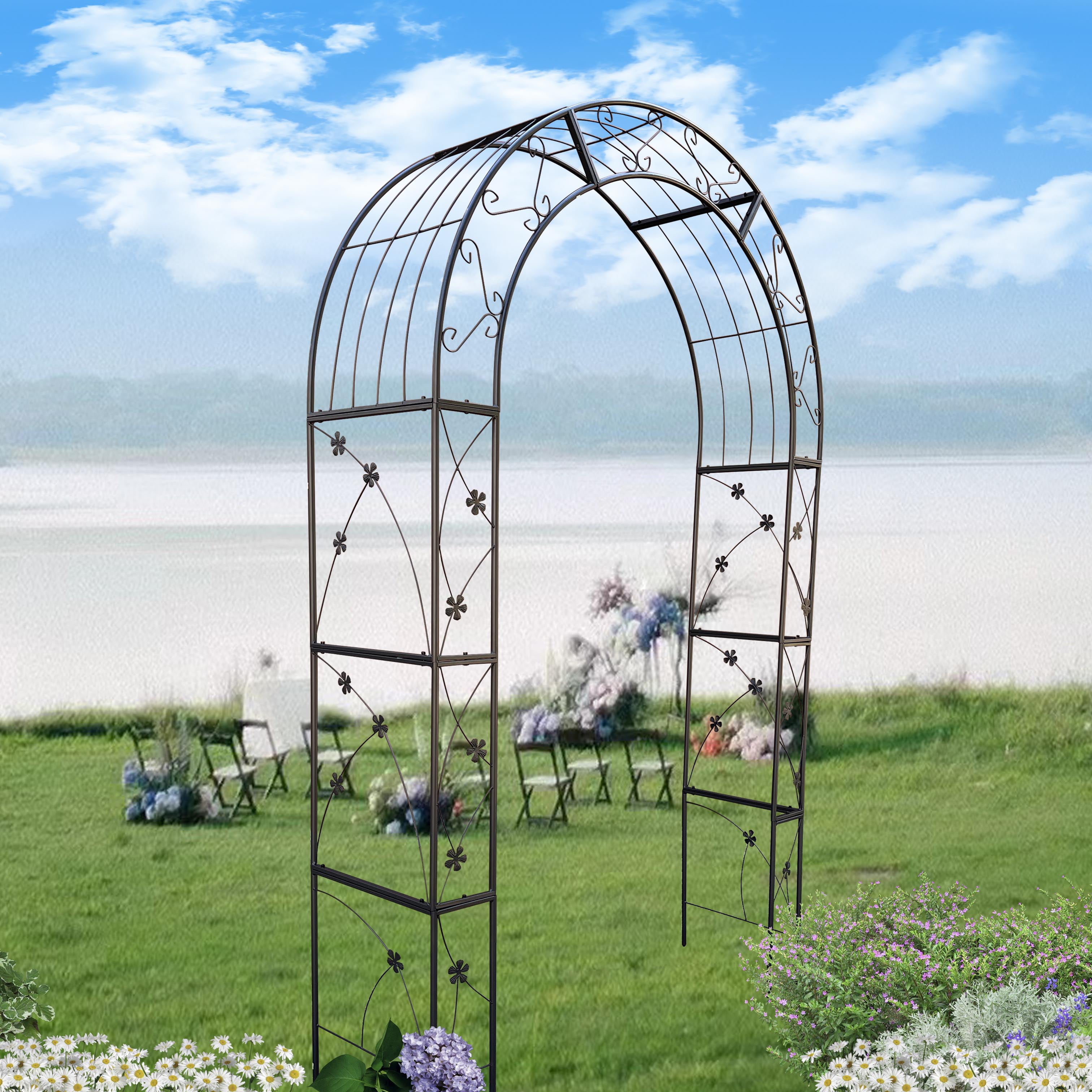 Metal Garden Arch Garden Arbor Trellis Climbing Plants Support Arch Outdoor Arch Wedding Arch ...