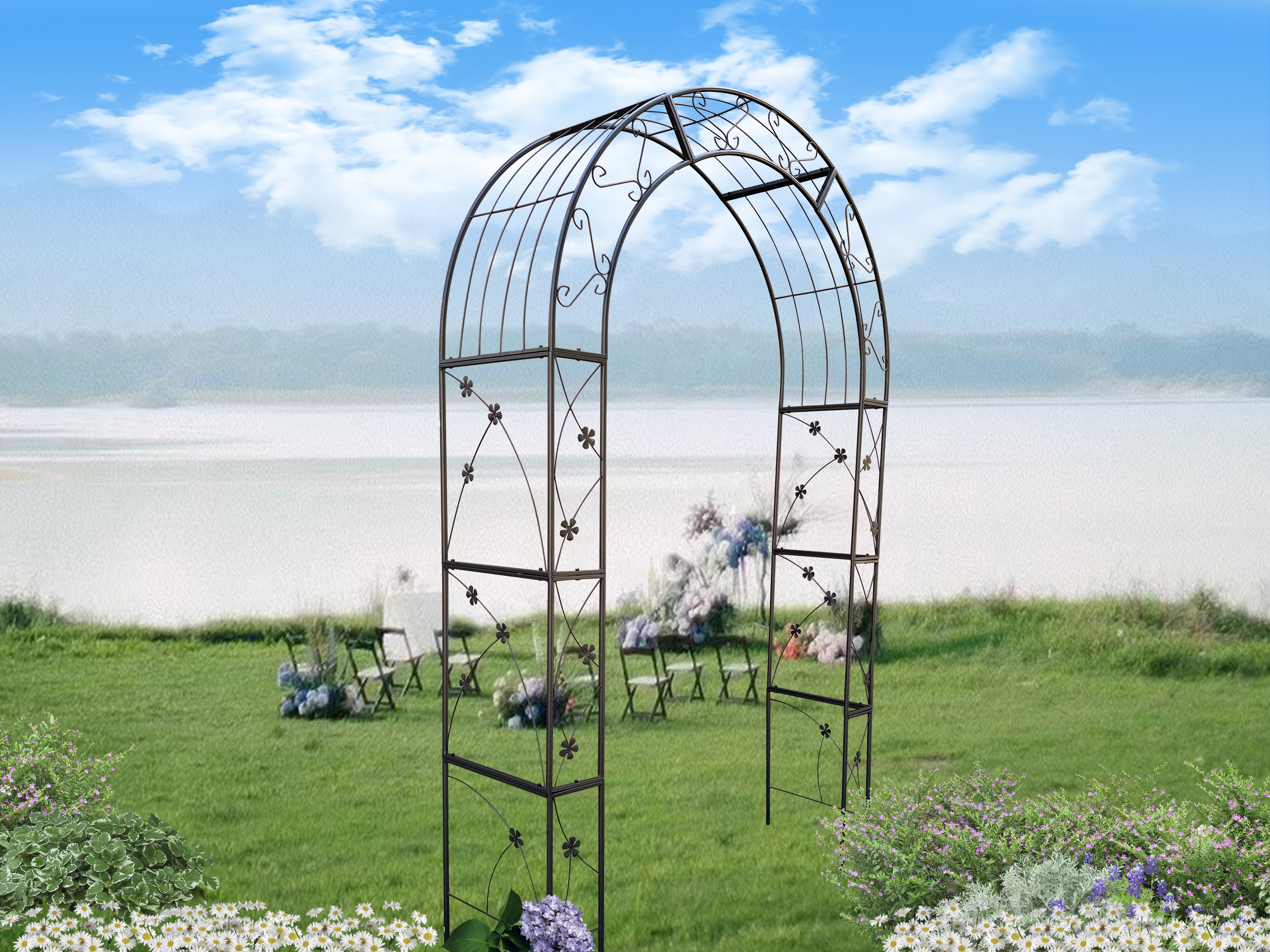 Metal Garden Arch Garden Arbor Trellis Climbing Plants Support Arch ...