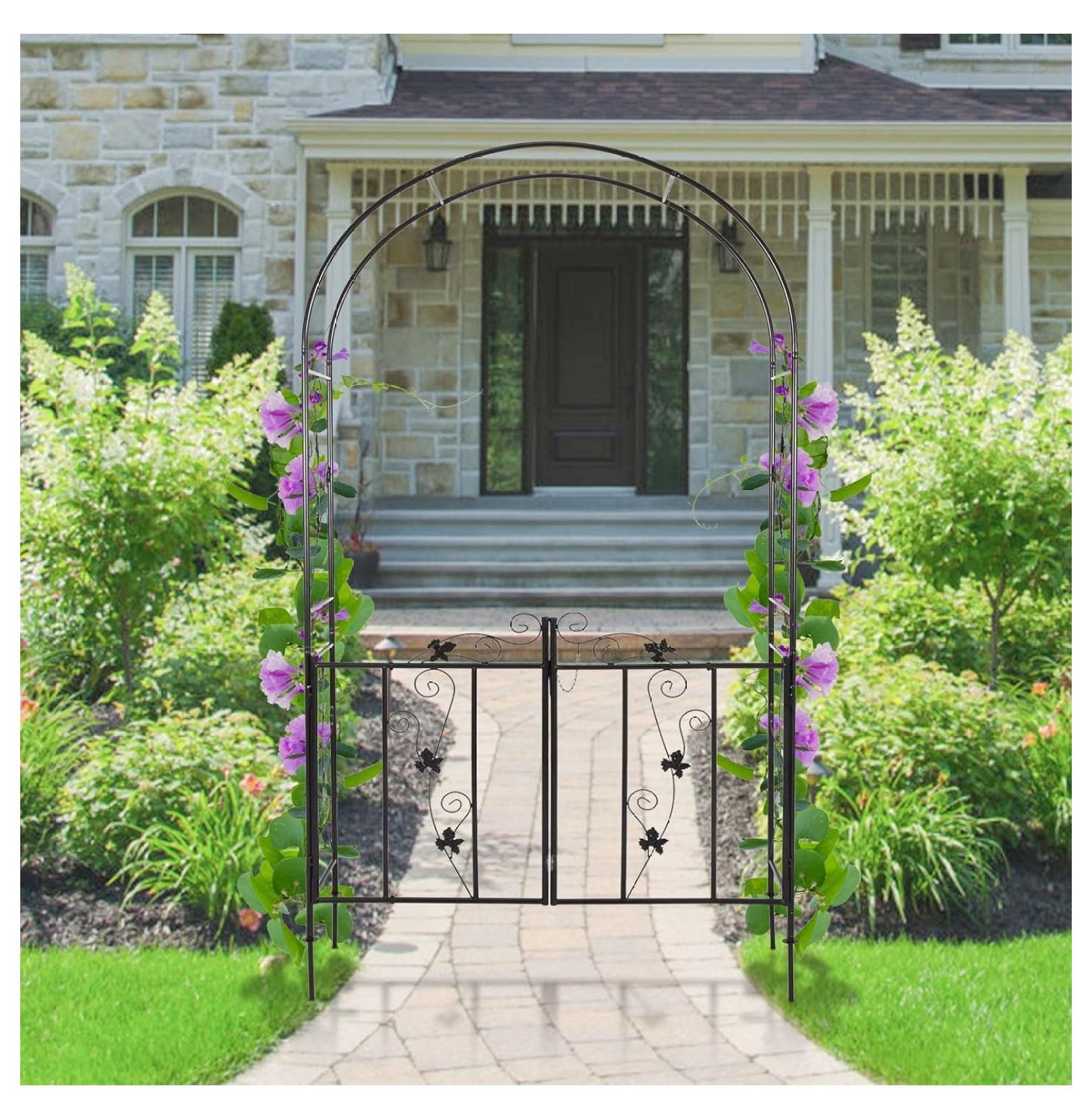 Metal Garden Arch with Gate - Garden Arbor with Gate, Garden Arbor ...