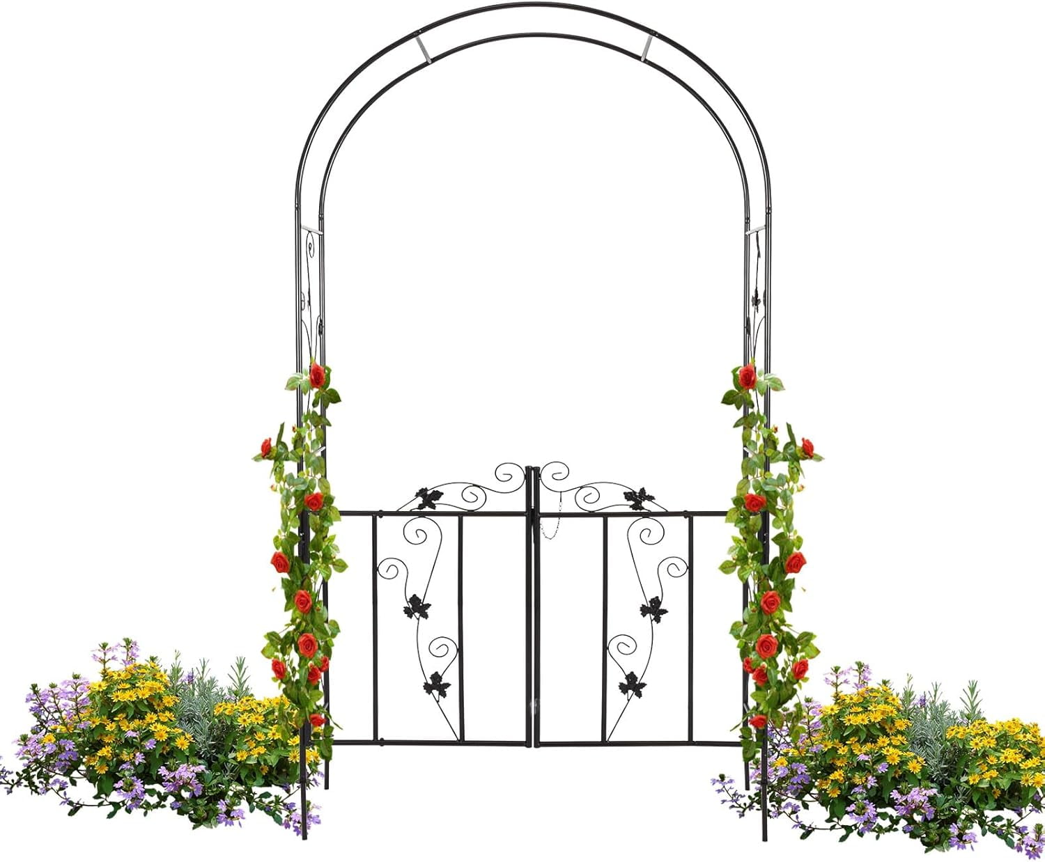 Metal Garden Arch with Gate - Garden Arbor with Gate, Garden Arbor ...