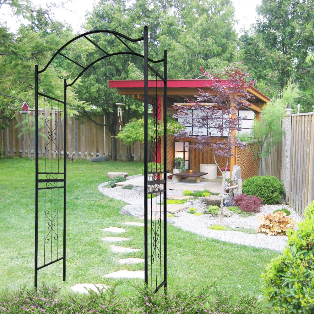 Metal Garden Arch Outdoor Arbor Climbing Plant Trellis Backyard Support ...