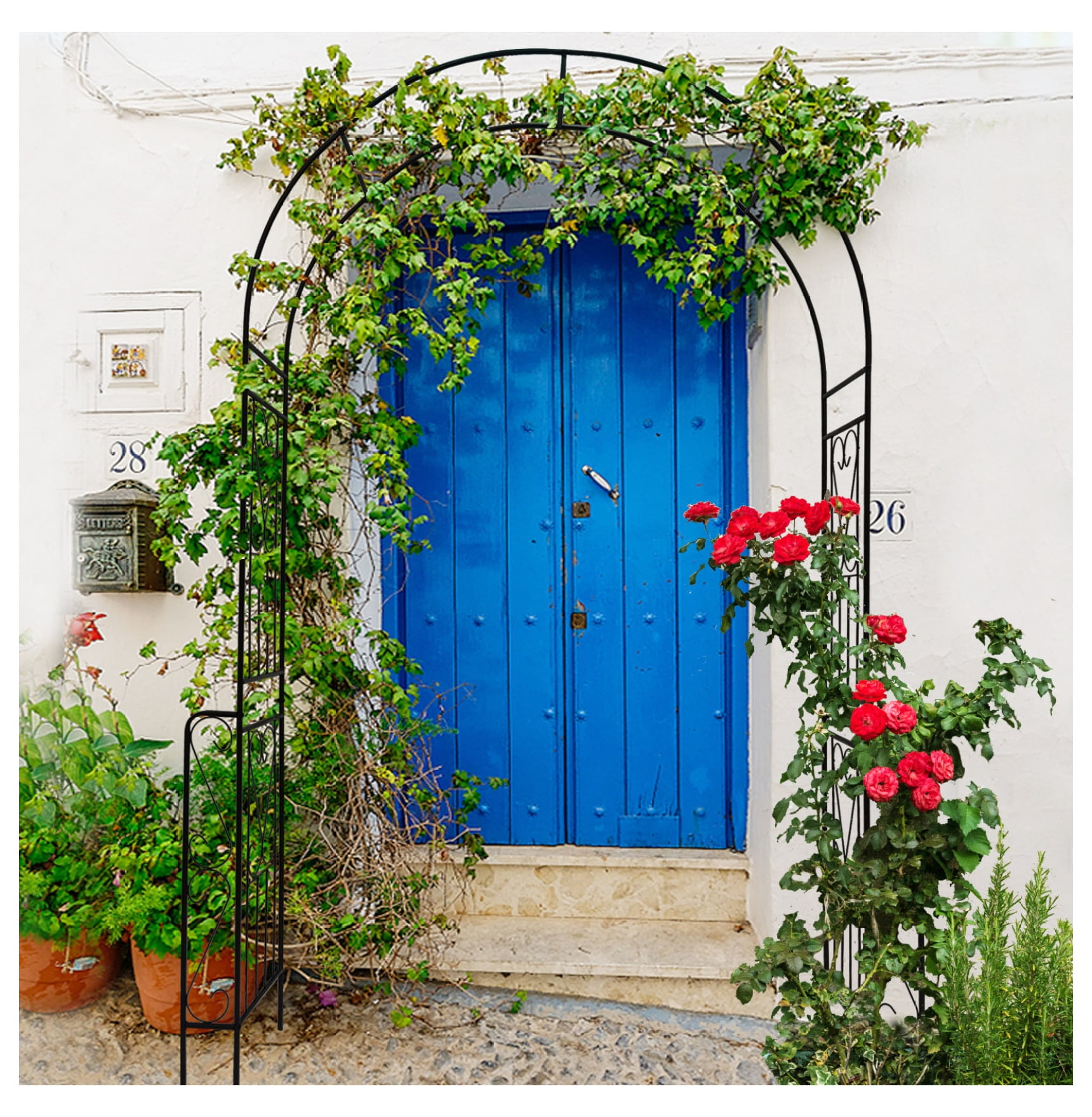 Metal Garden Arch Trellis 7.9ft High x 4.6ft Wide - Black Rose Arch for ...