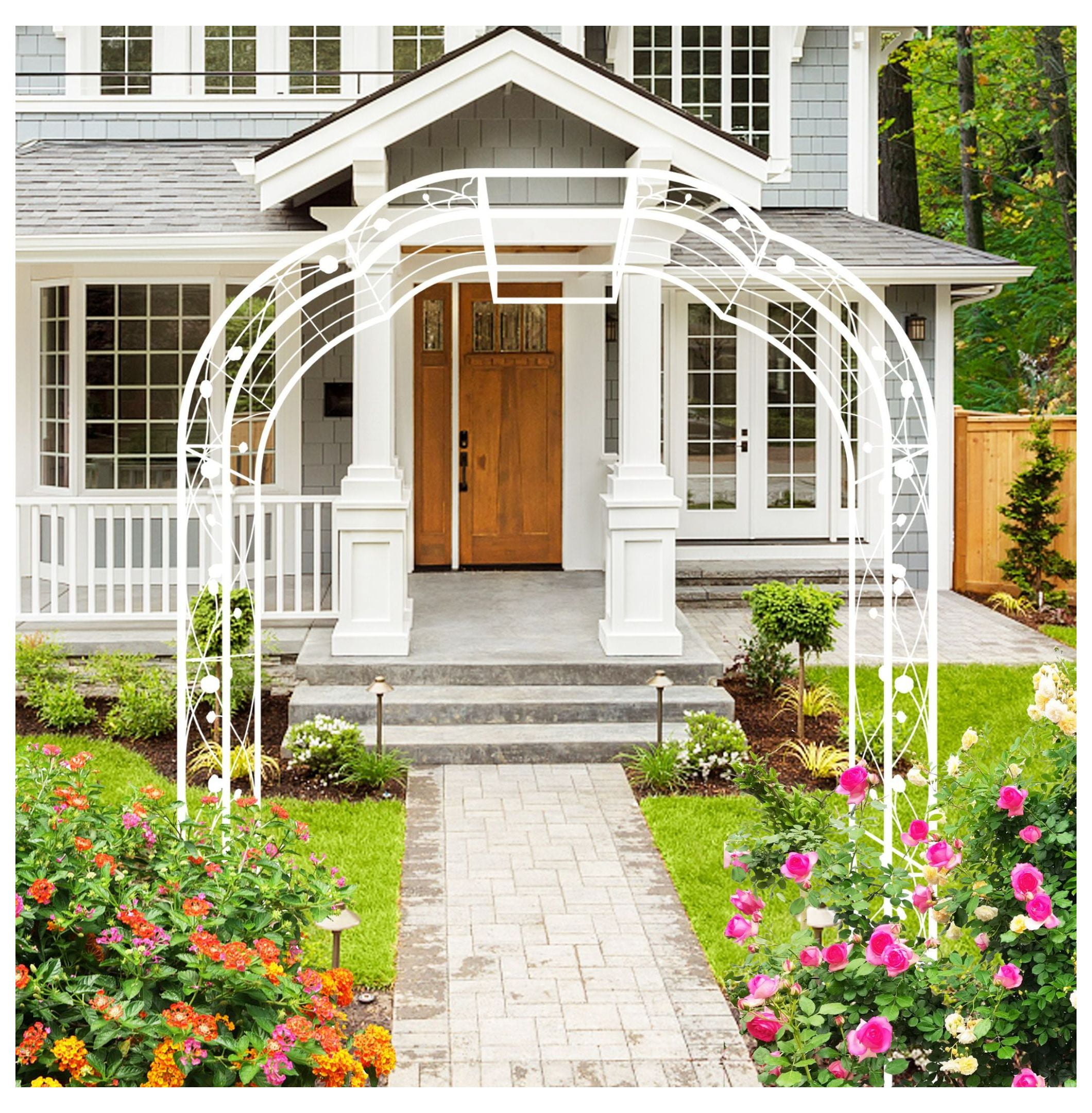 Metal Garden Arch W74.4'' x H98.4'' Garden Arbor Trellis Climbing ...