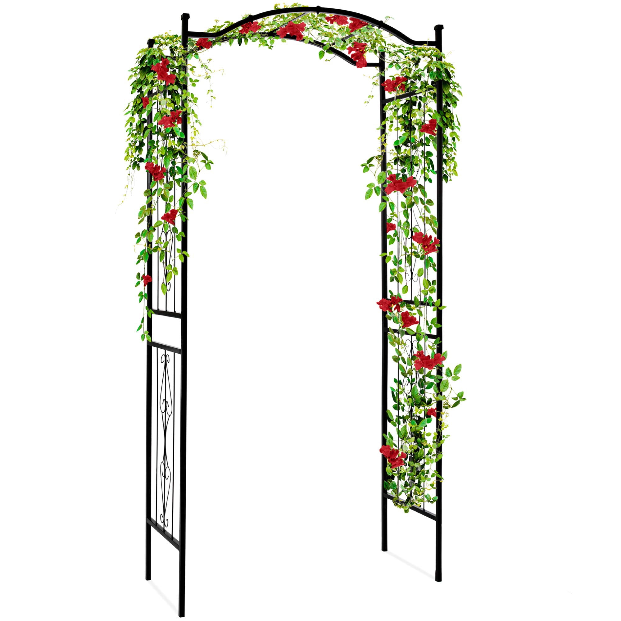 Metal Garden Arch for Outdoor Decor, 92in Steel Trellis with Wire ...
