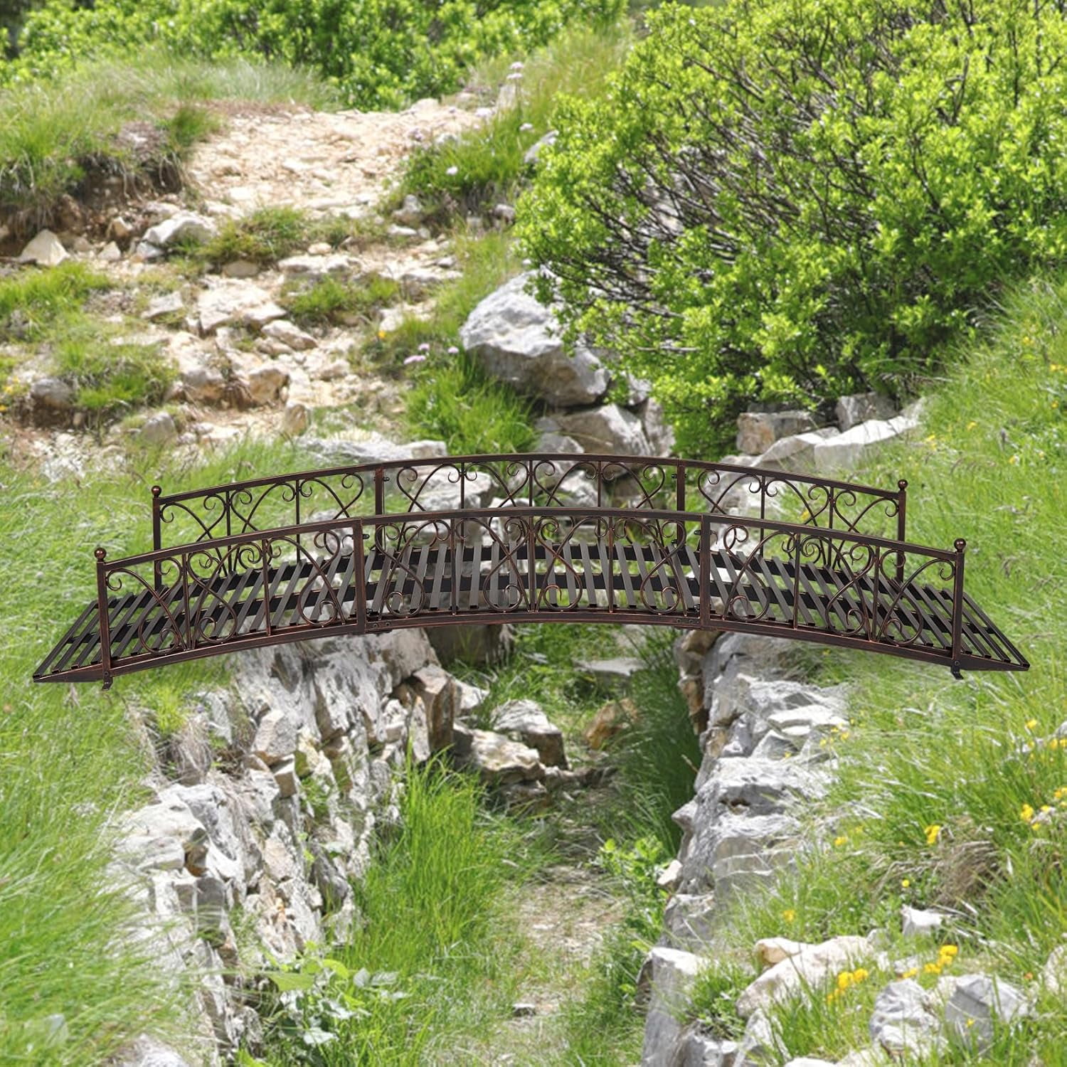 Metal Garden Bridge 8FT - Garden Bridges for Outdoors, Garden Bridge ...