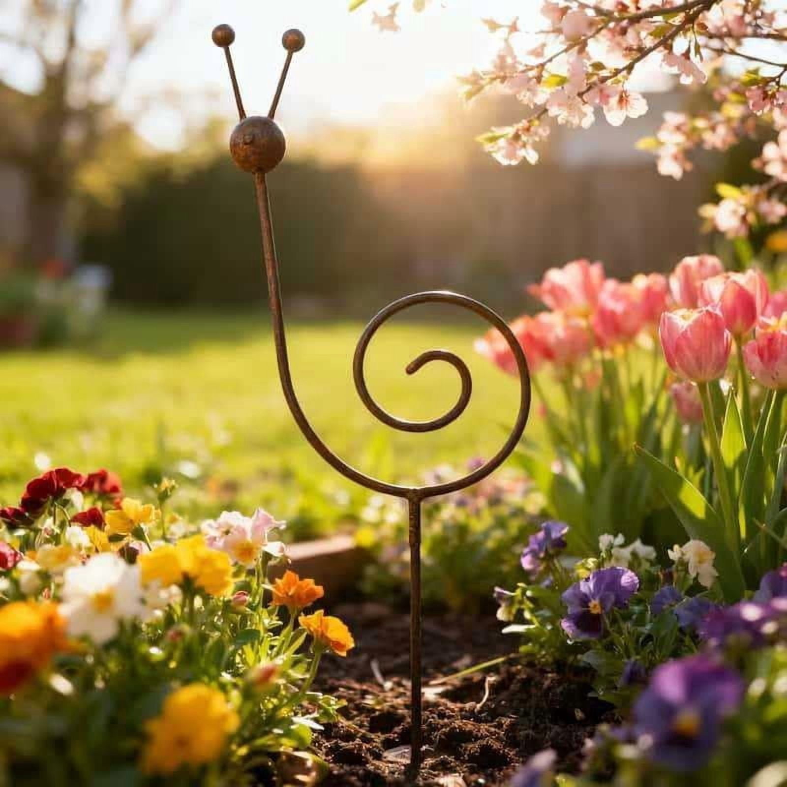 Metal Garden Decor Rusty Snail Garden Stake Outdoor Yard Art Sculpture ...