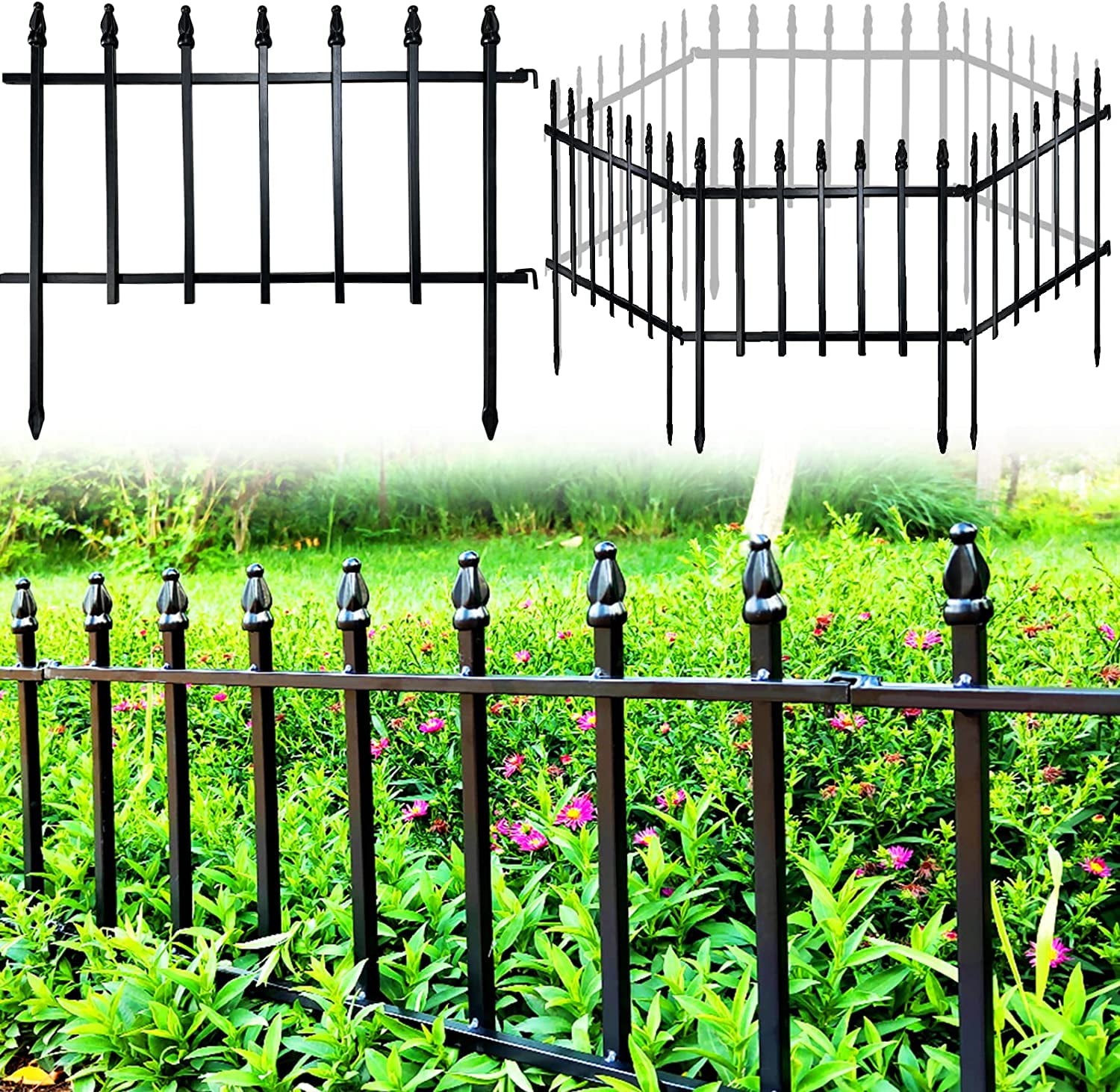 Metal Garden Fence Decorative Fence 24 inch High x 24 inch Wide (5 ...